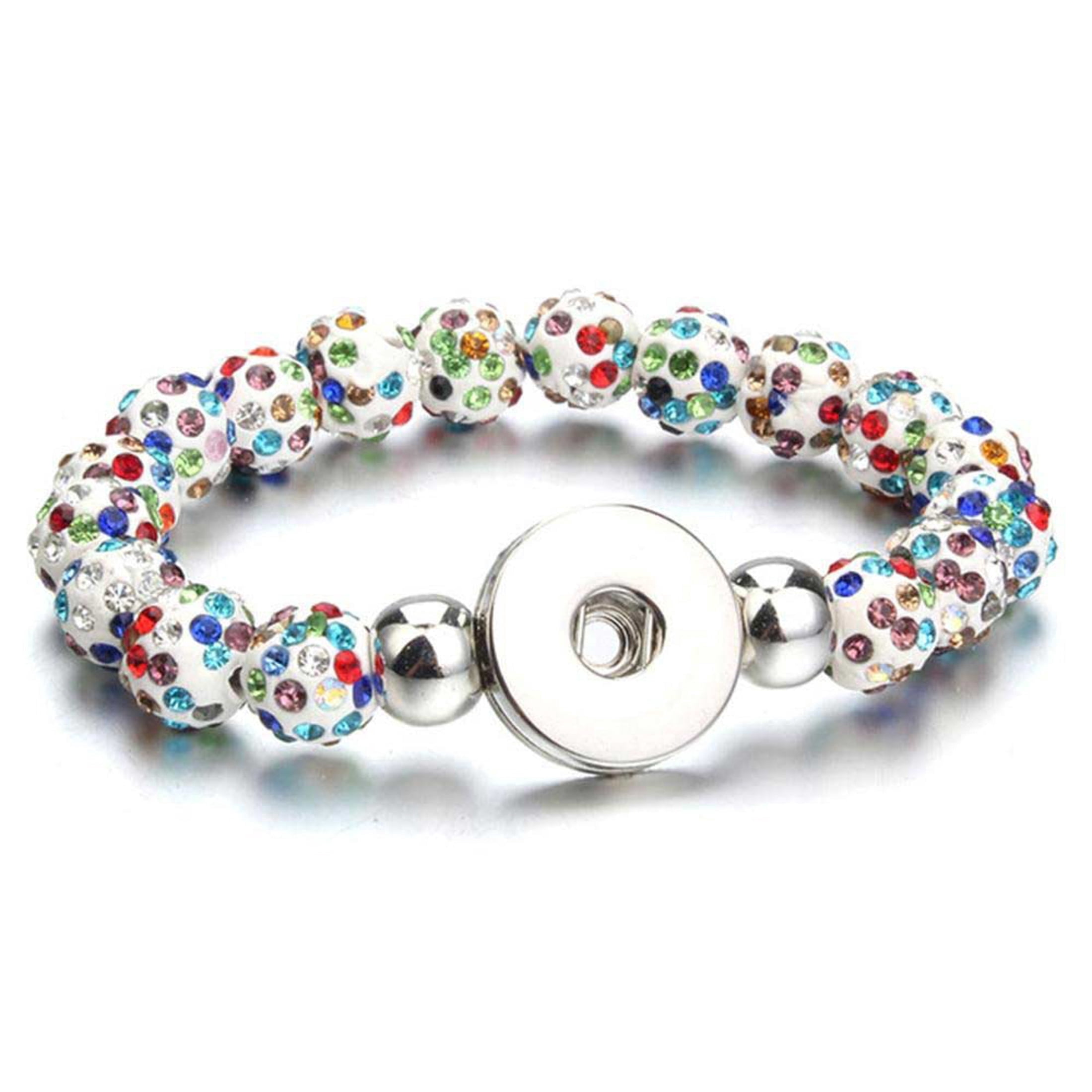 Choose Color | Bead Stretch Bracelet Snap Jewelry, Multi-color, Fits ...