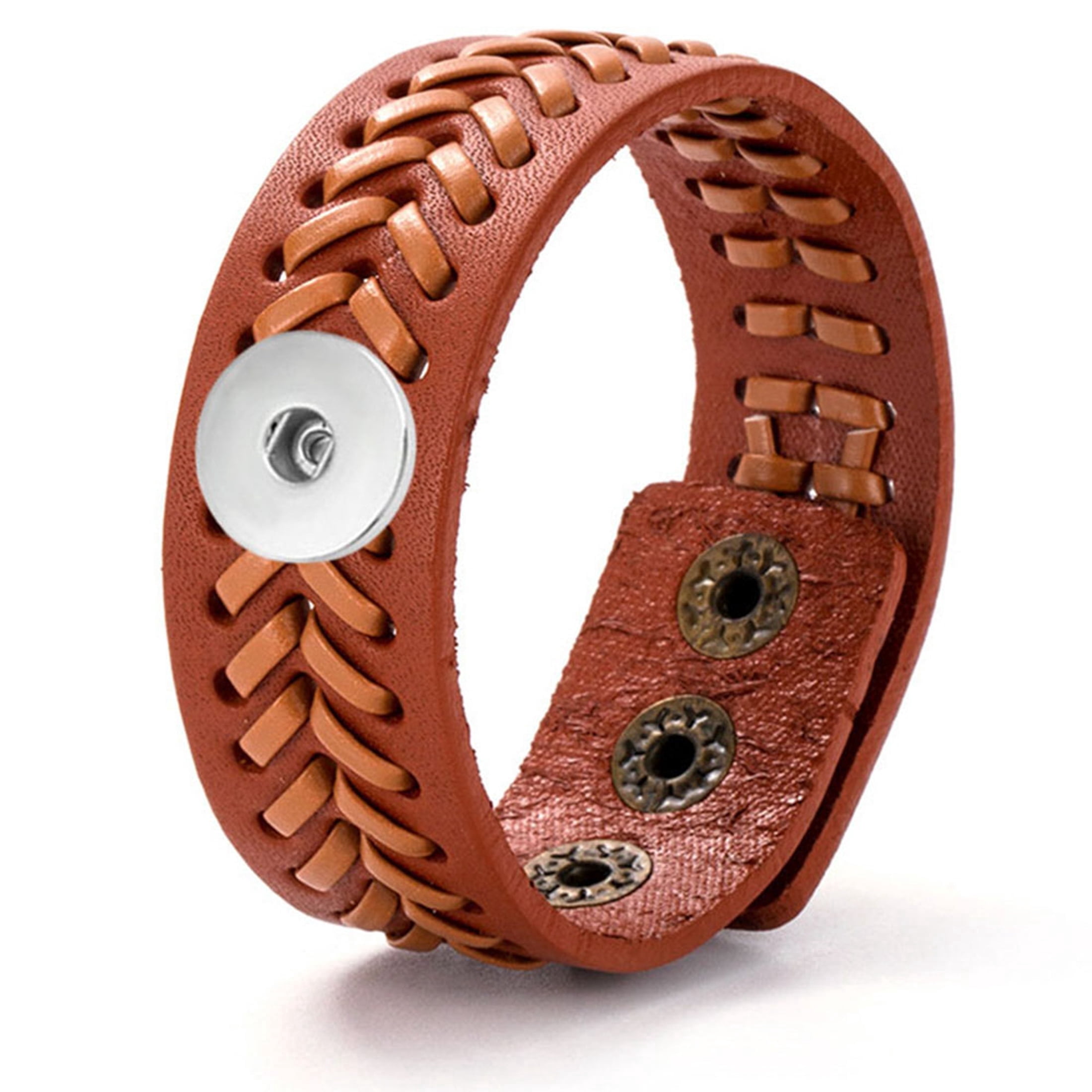 Choose Color | Leather Weave Bracelet Snap Jewelry Fits 18MM 20MM ...