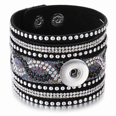Choose Color | Leather 9in. Knit Bracelet Snap Jewelry Fits 18MM 20MM ...