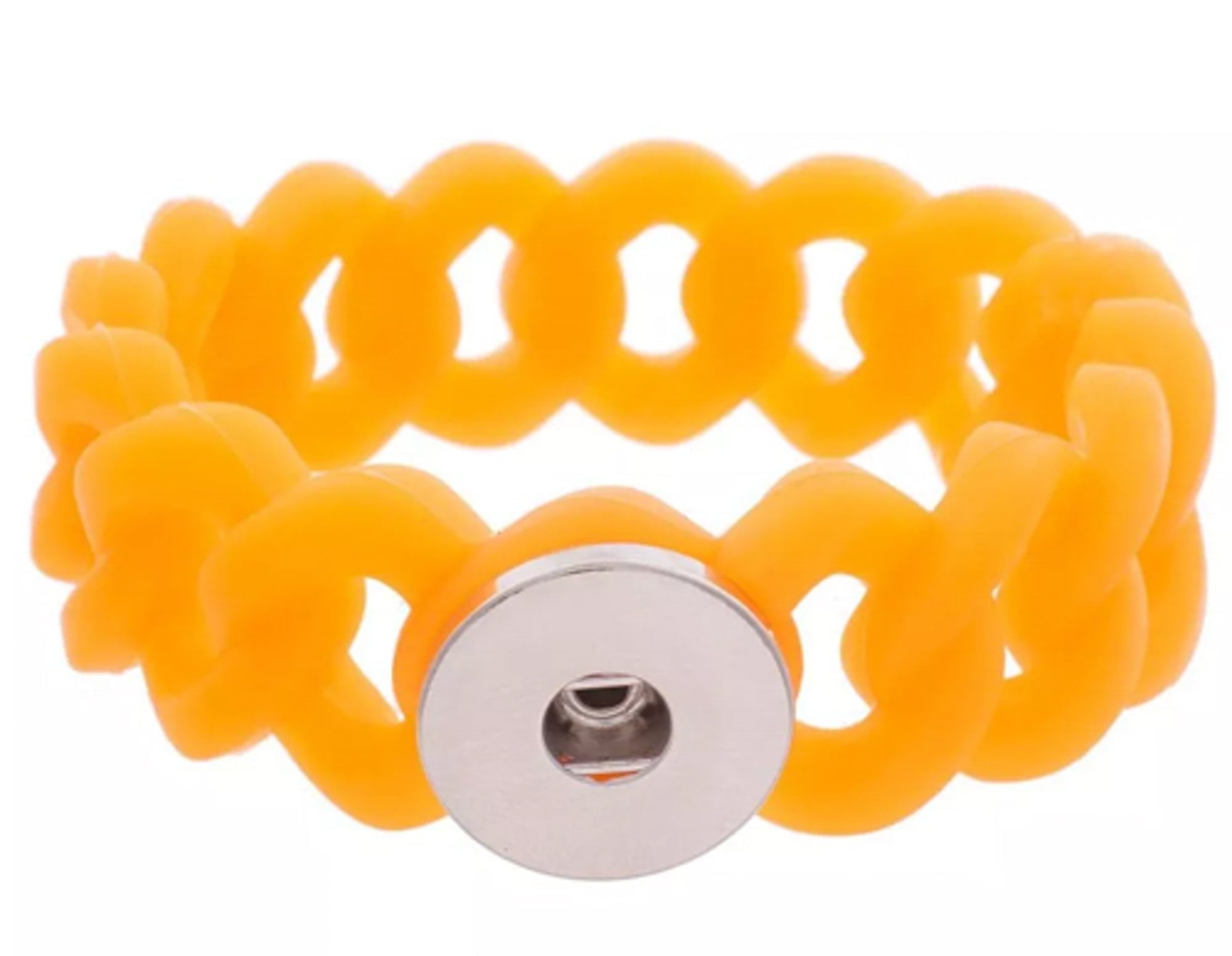 Choose Color | Silicone Stretch 6.25in Bracelet Snap Jewelry Fits 18MM ...