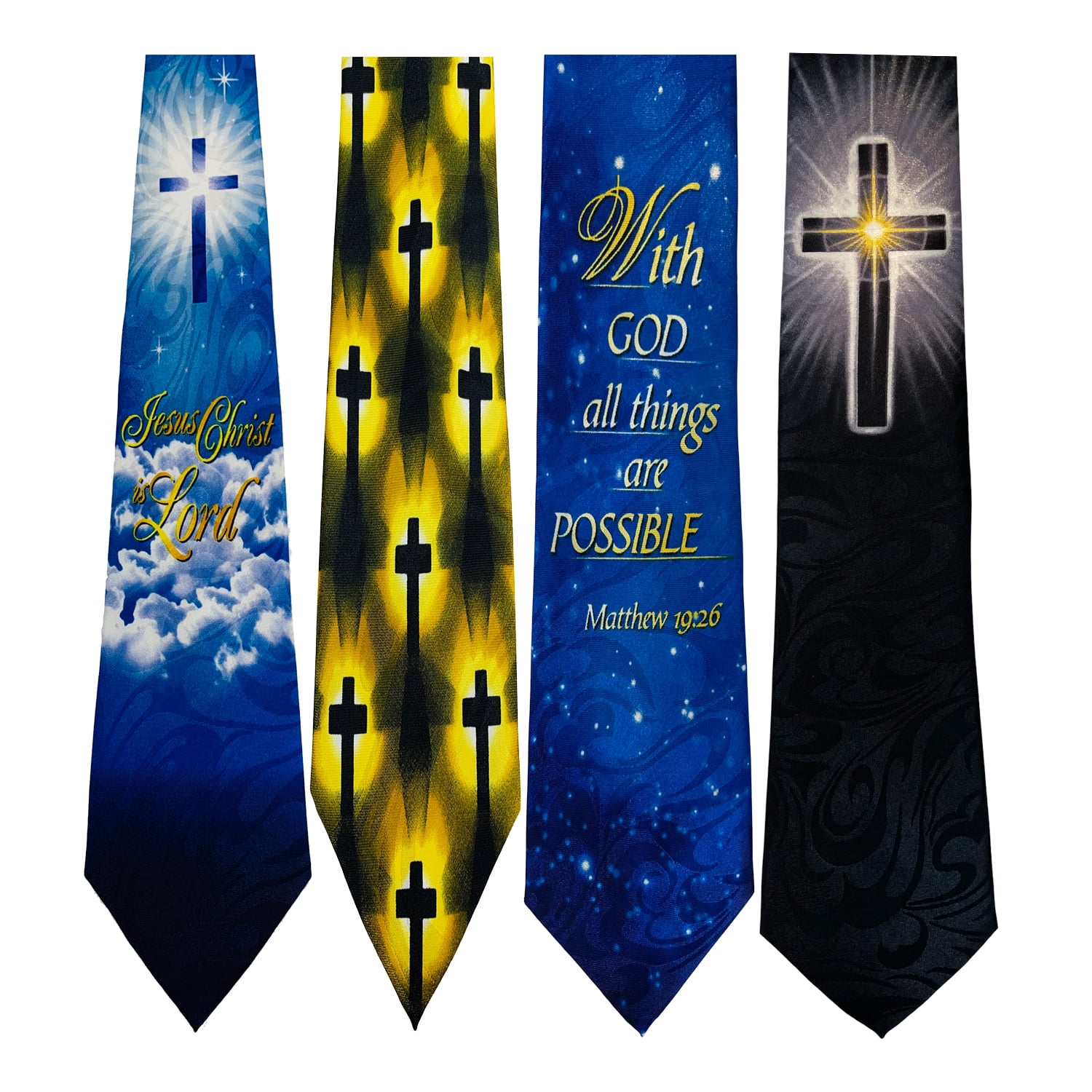 Steven Harris 4-Pack Men's Christian Religious Neckties, 100% Polyester ...