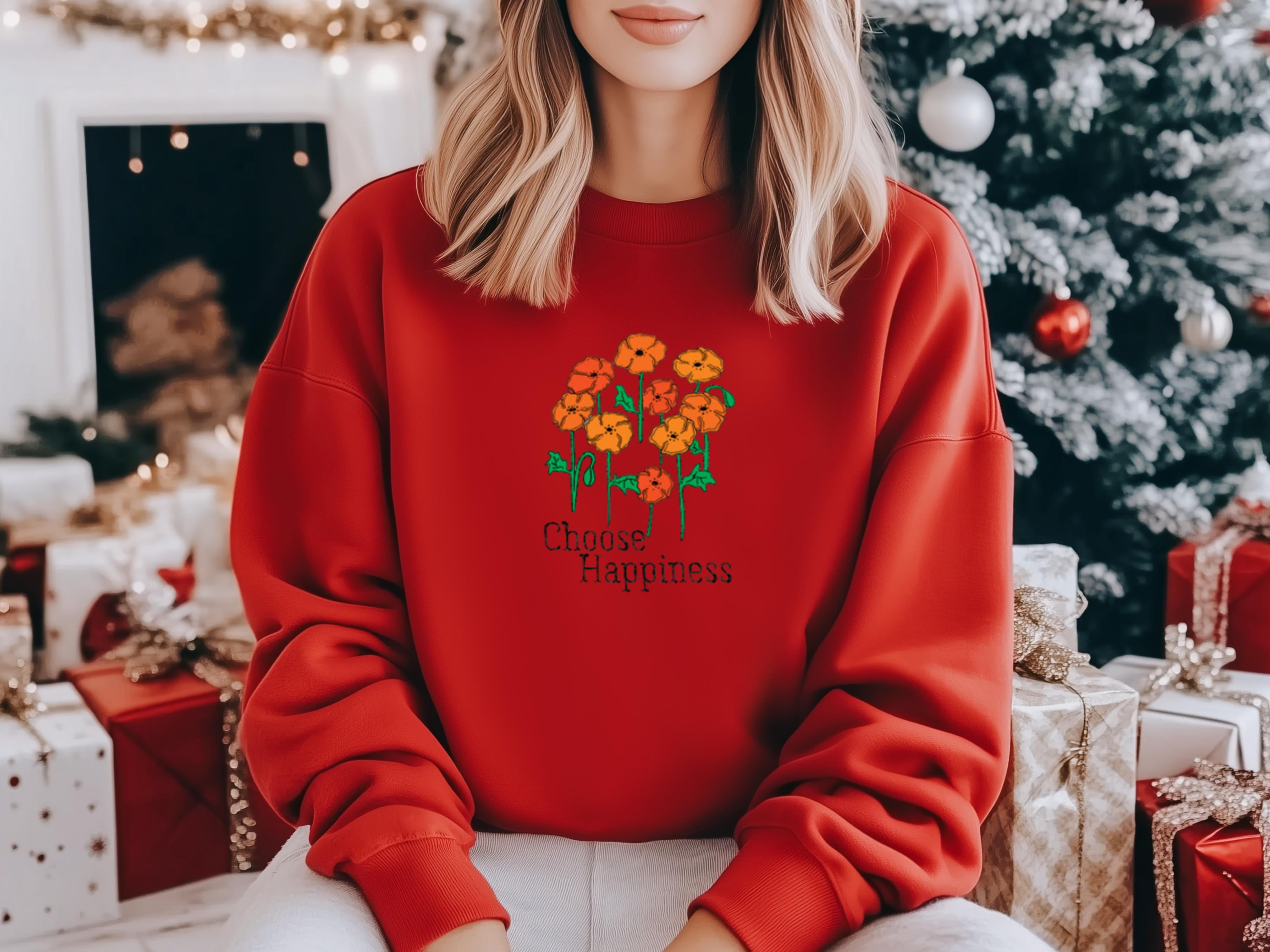 Choose Happiness Positive Inspirational Message Quote Sweatshirt ...