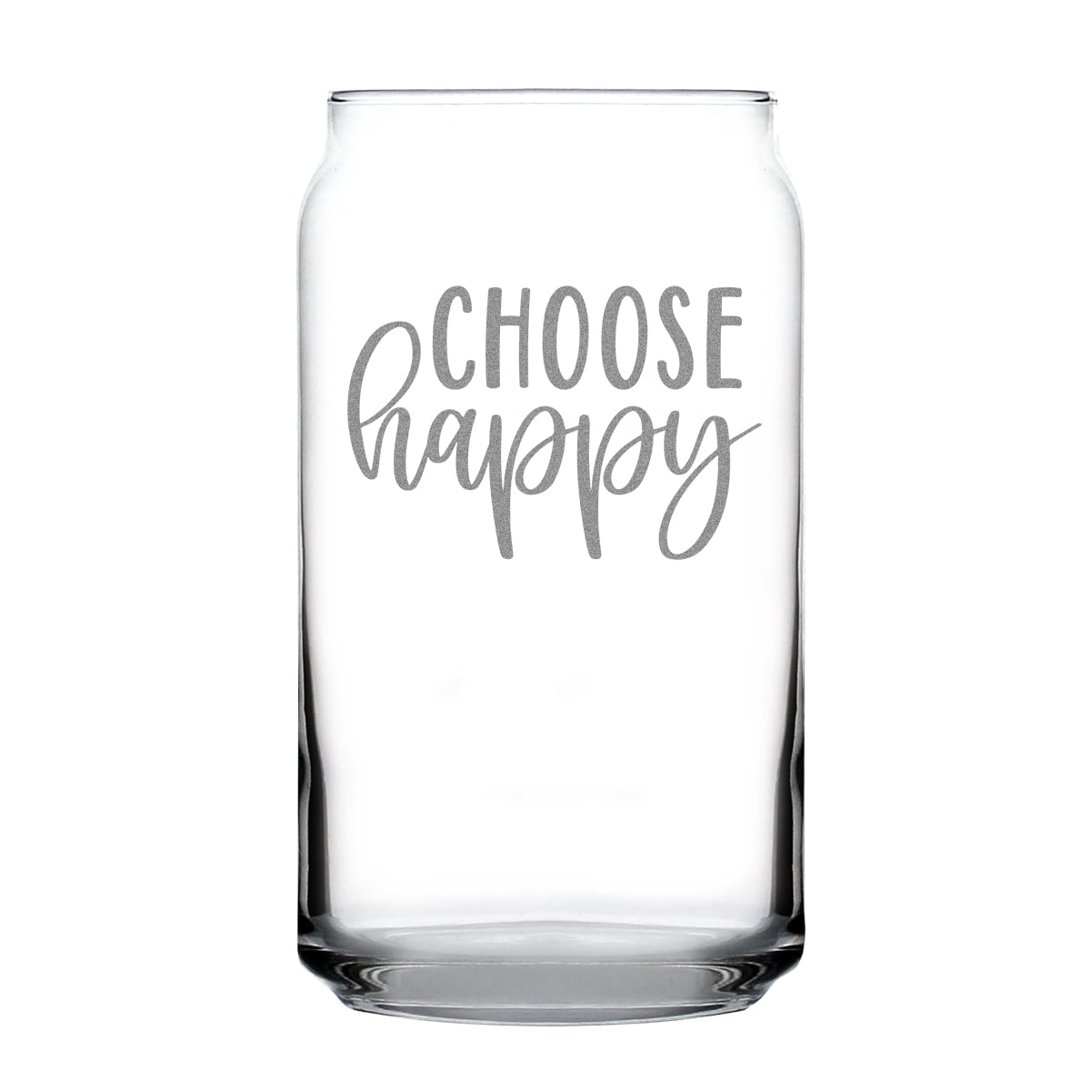 Choose Happy 16oz Can-Shaped Pint Glass, Hand Engraved, Etched Design ...