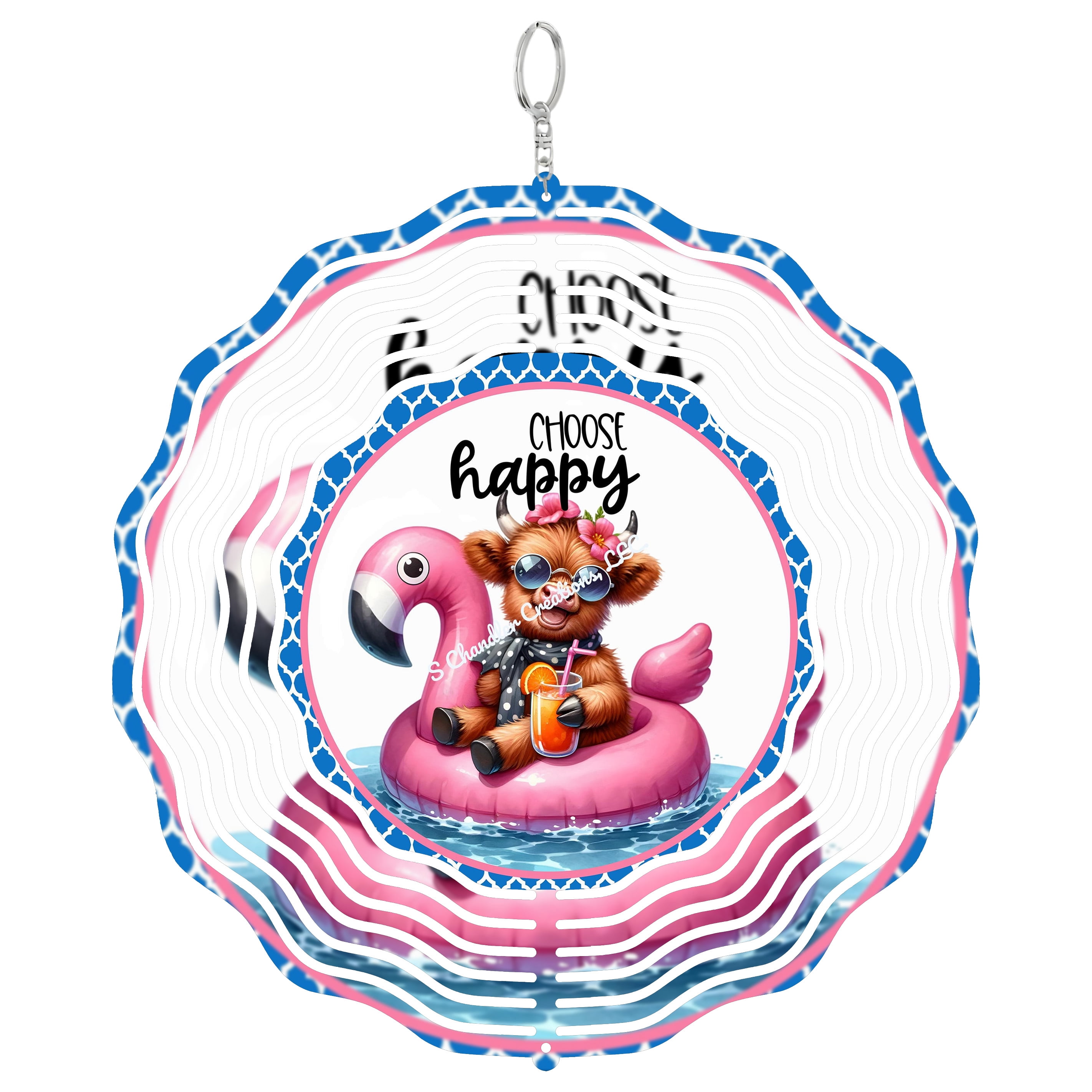 Choose Happy Highland Cow And Flamingo 3D Wind Spinner, Summer Fun Art ...