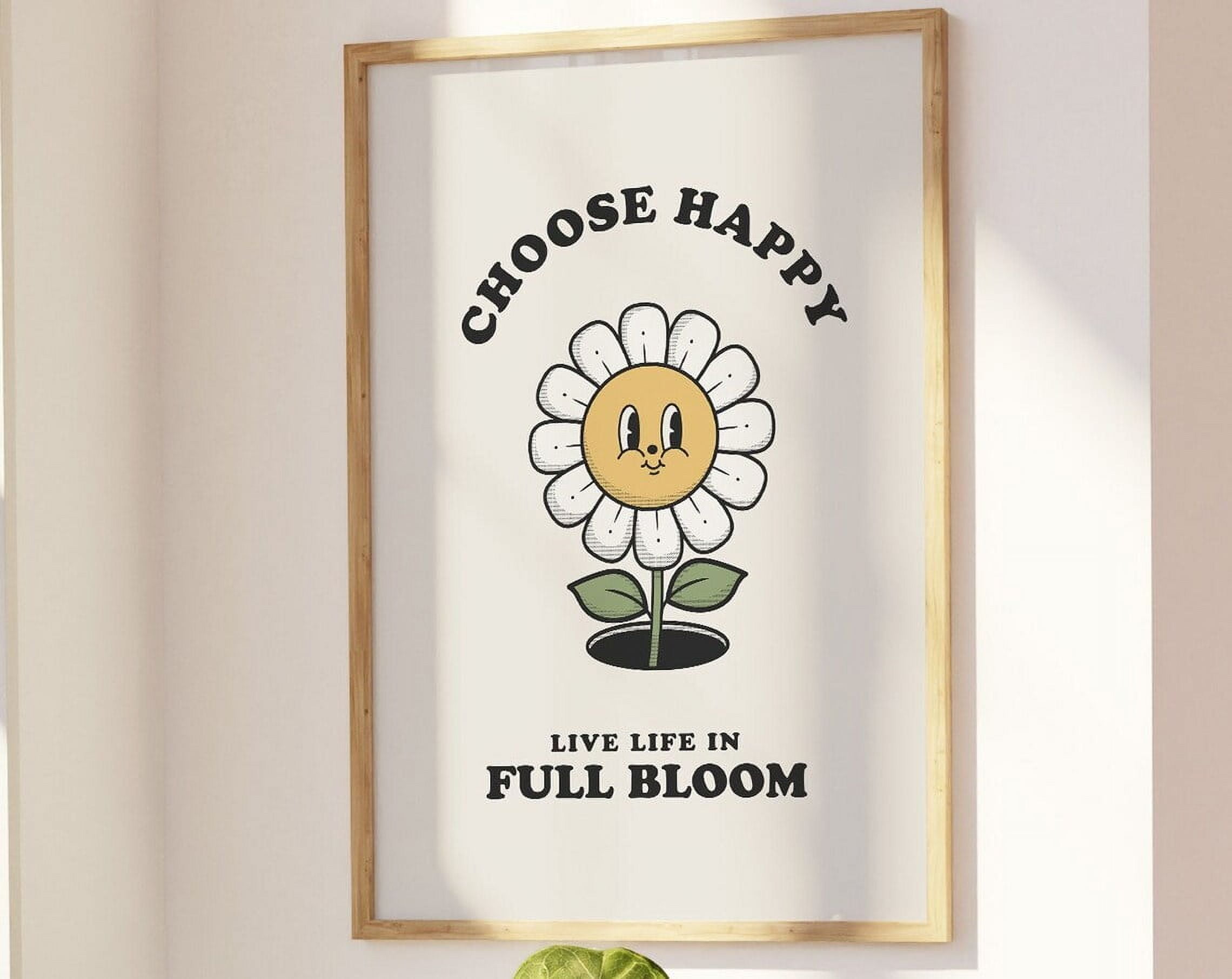 Choose Happy Motivational Poster, Retro Quote Wall Art, Classroom ...