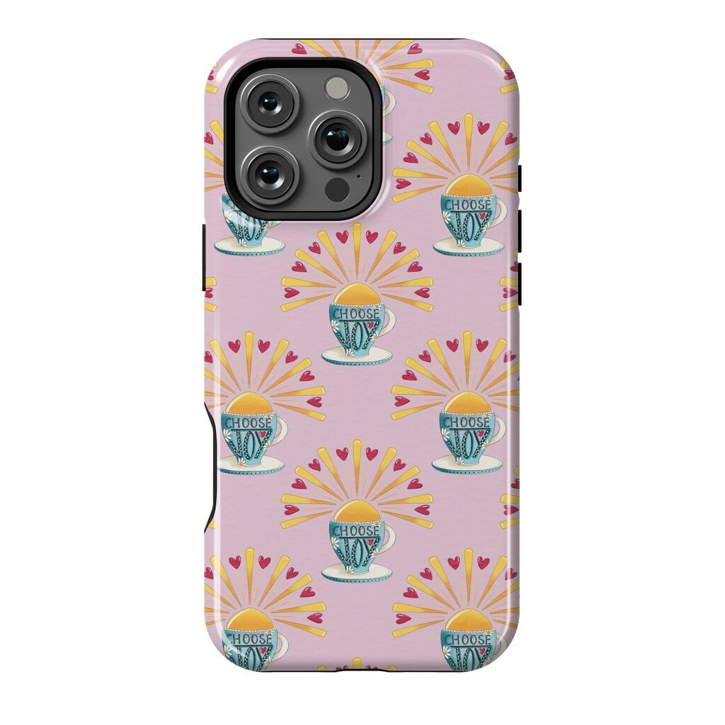 Choose Joy Coffee Quote Artwork Phone Case for iPhone 17 16 15 14 13 12 ...