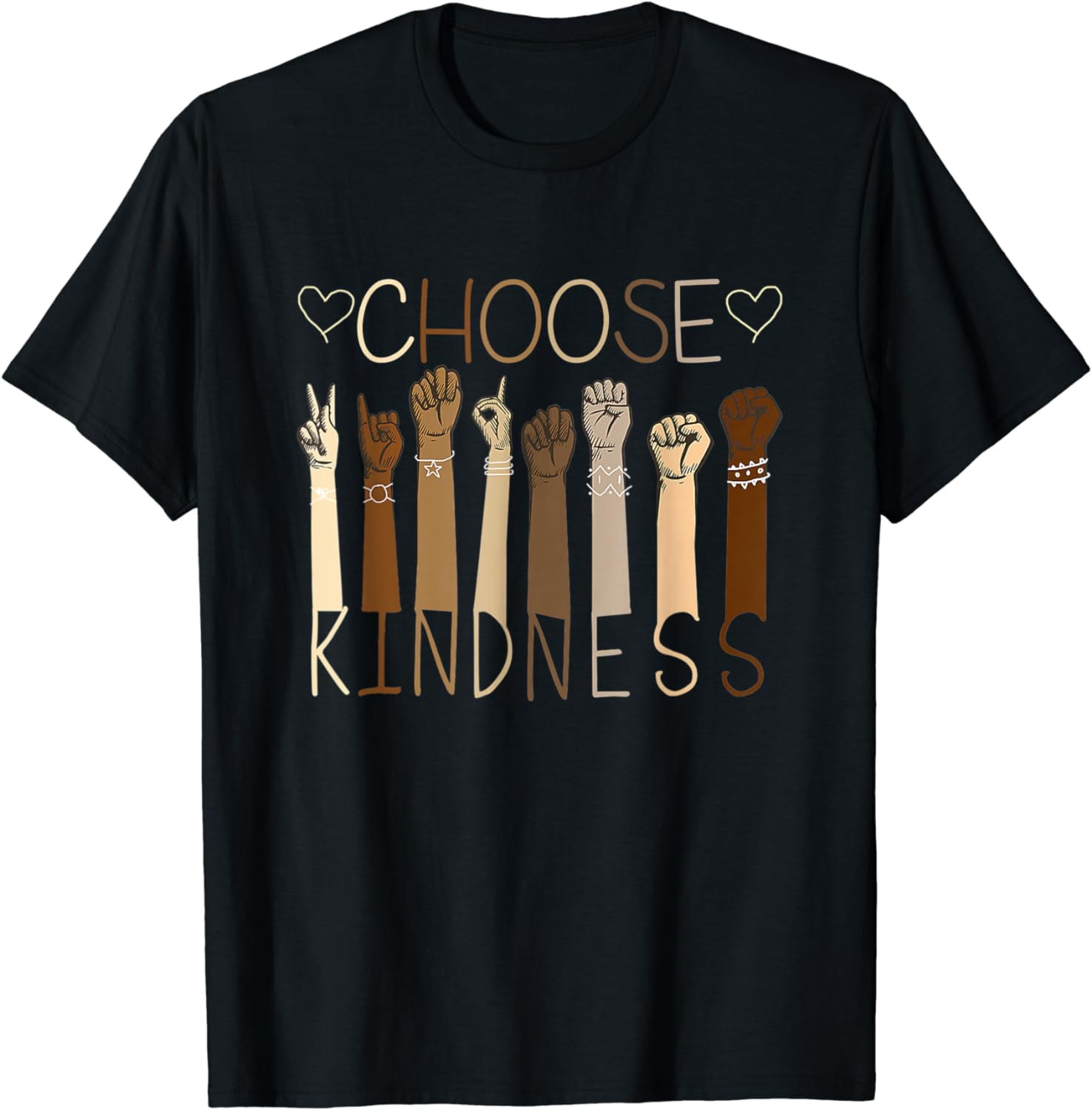 Choose Kindness Diversity Skin Tones Anti Bullying Unity Day T-Shirt ...