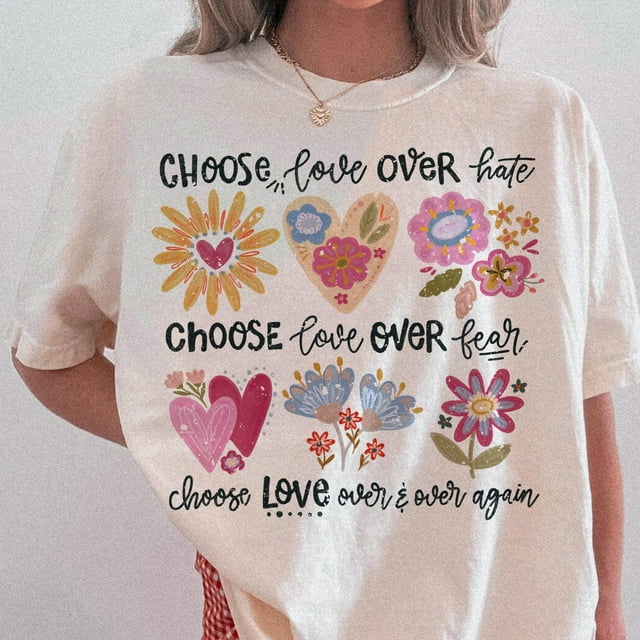 Choose Love Boho Floral Shirt, Inspirational Peace and Kindness Tee ...
