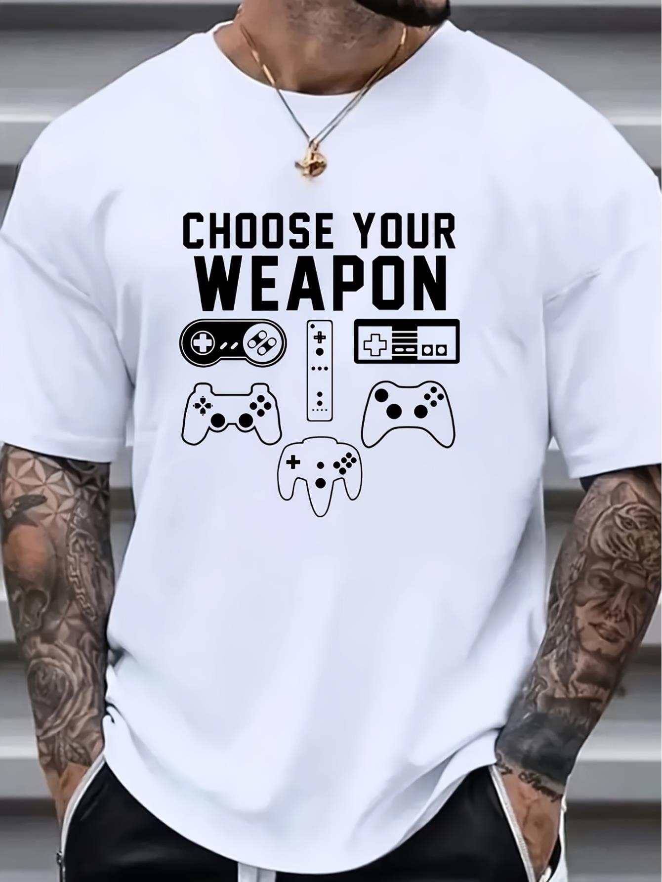 Choose Your Weapon" Men's Casual Graphic Tee Crew Neck, Short Sleeve ...