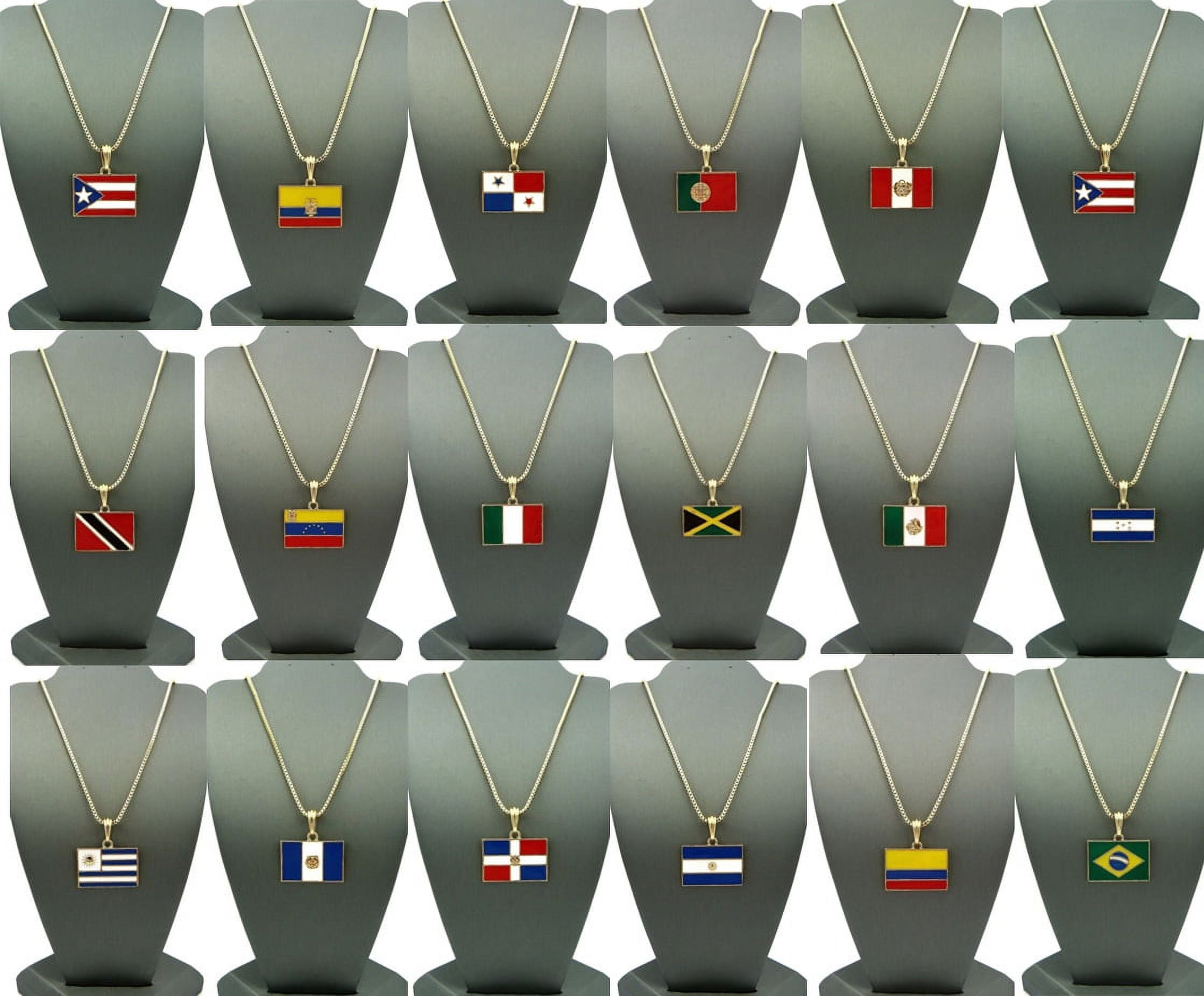 Choose Your Nation Flag Pendant 2mm/24" Box Chain Fashion Necklace ...