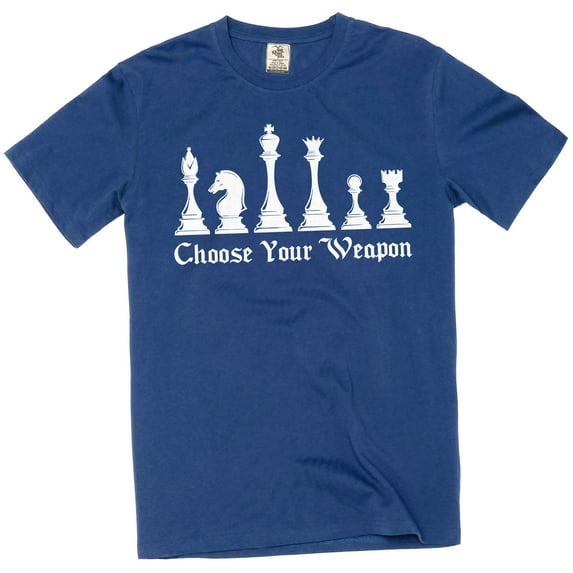 Choose Your Weapon Tee Men's Funny Chess Game T-Shirt (Small Navy Blue ...