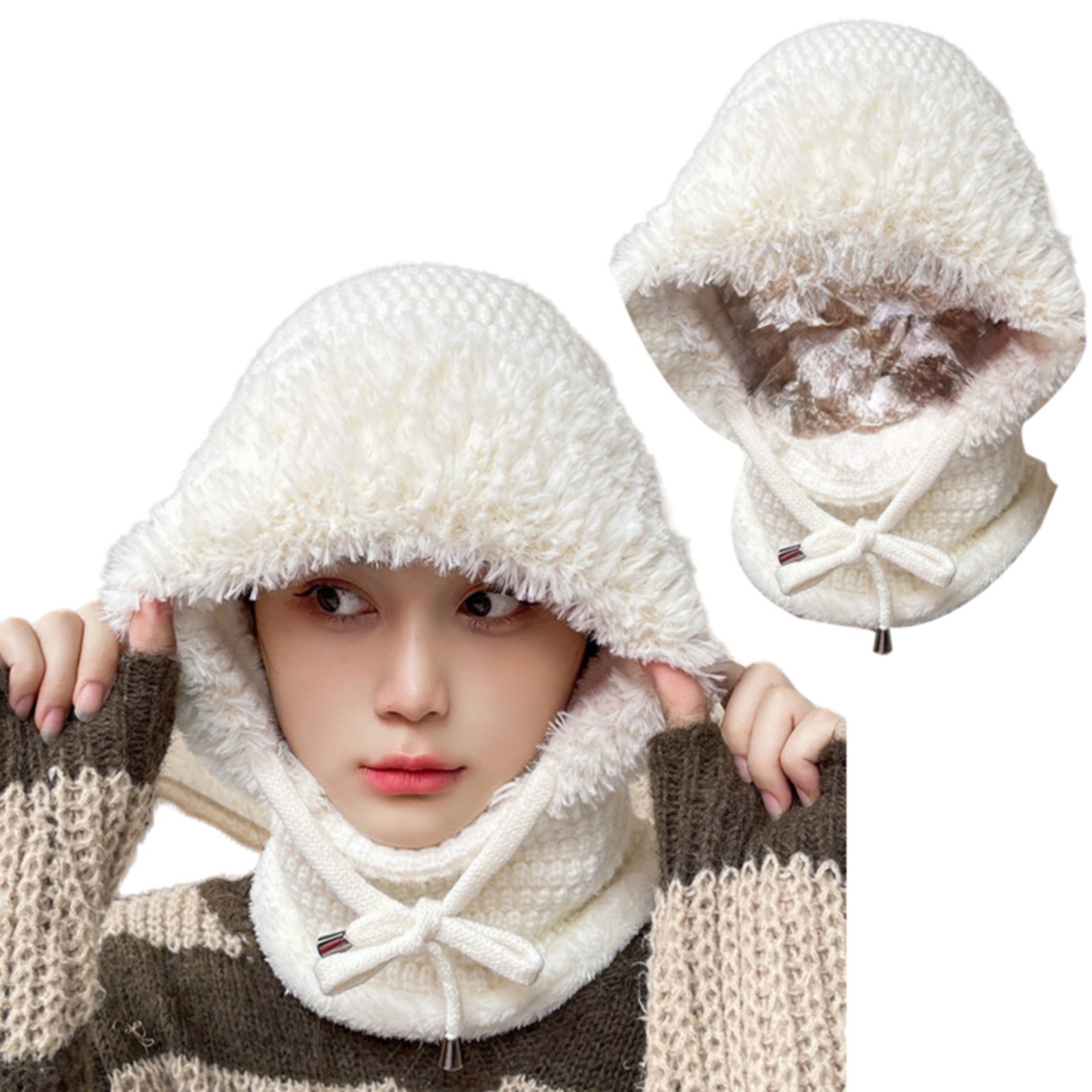 Choosemuc Women's Outdoors Windproof Scarf Hat, 3-in-1 Winter Balaclava ...