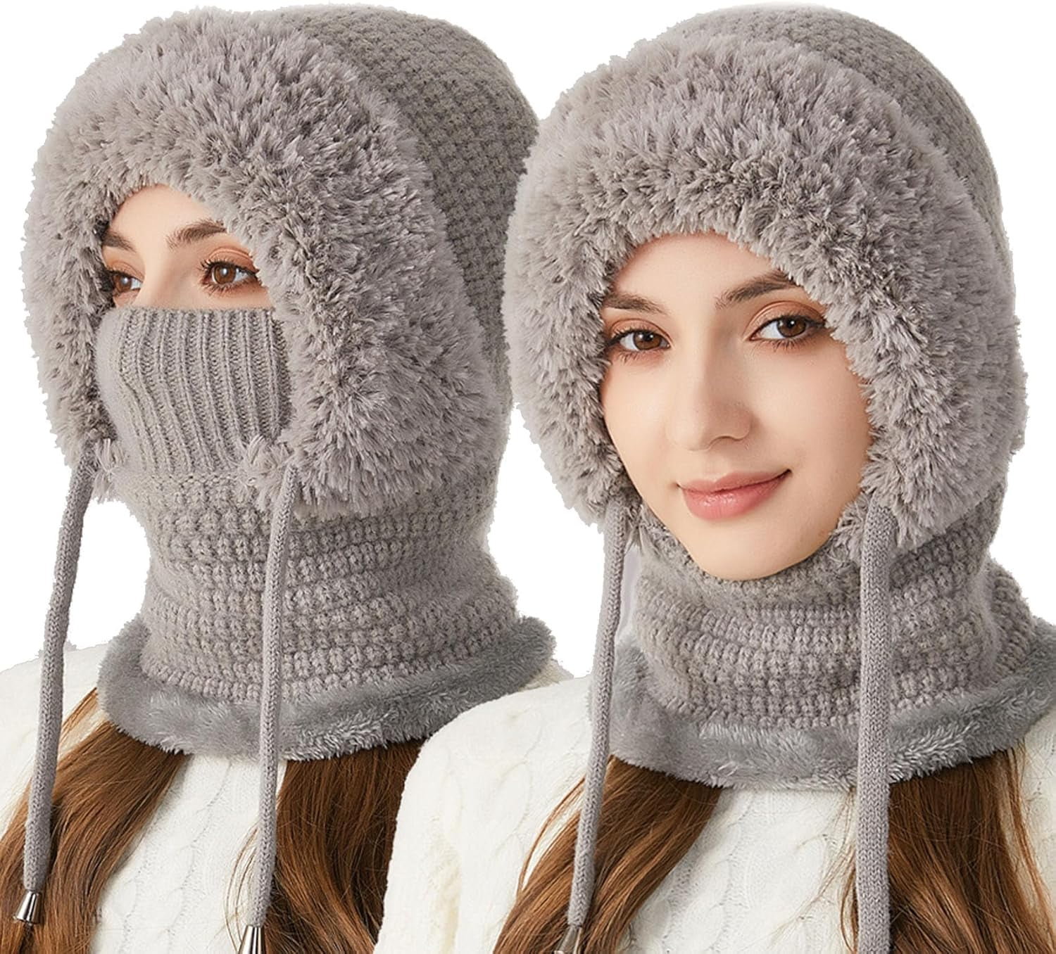 Choosemuc Women's Outdoors Windproof Scarf Hat, 3-in-1 Winter Balaclava ...
