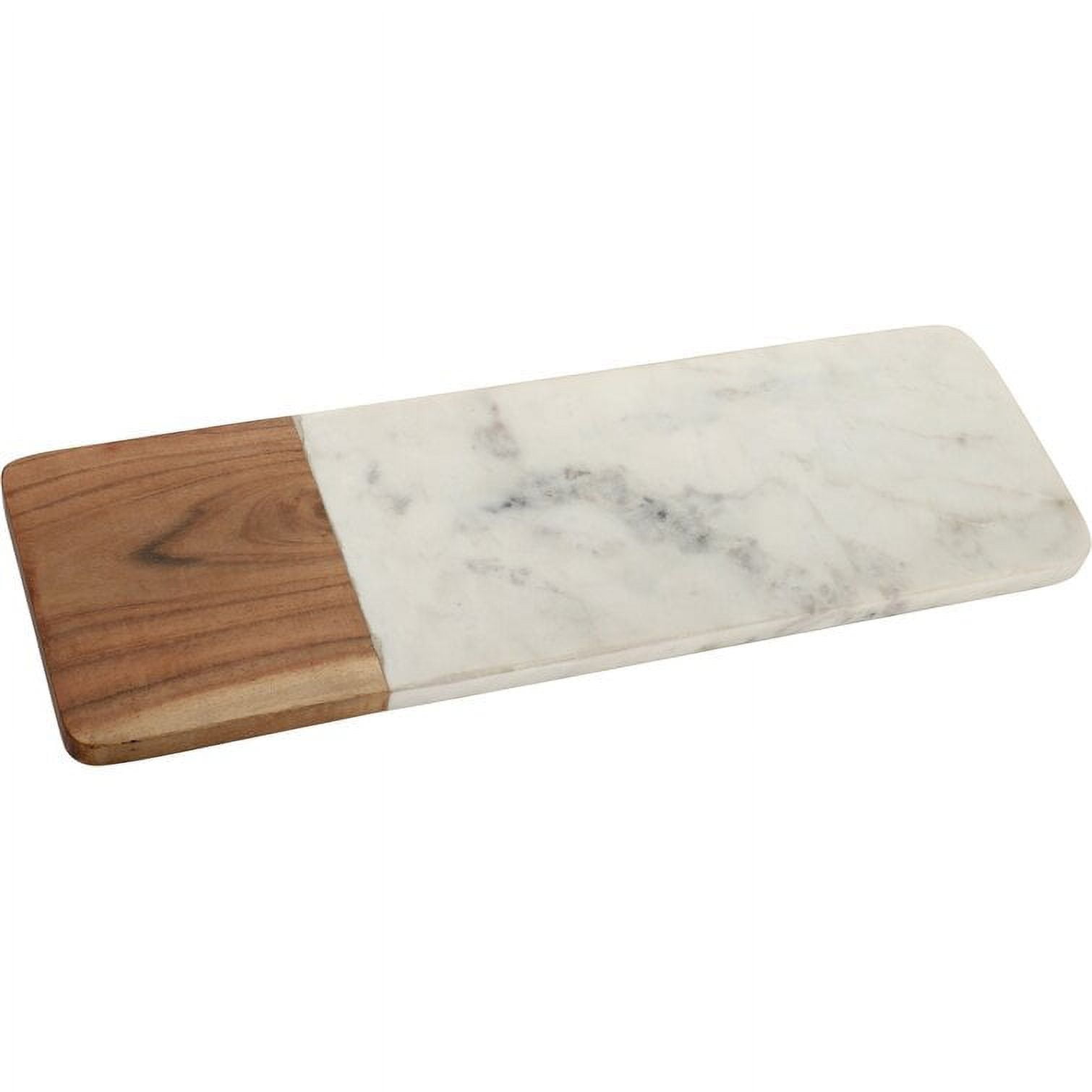 Chop-N-Slice 18.5 in. x 6 in. Rectangle Marble and Wood Cutting Board ...