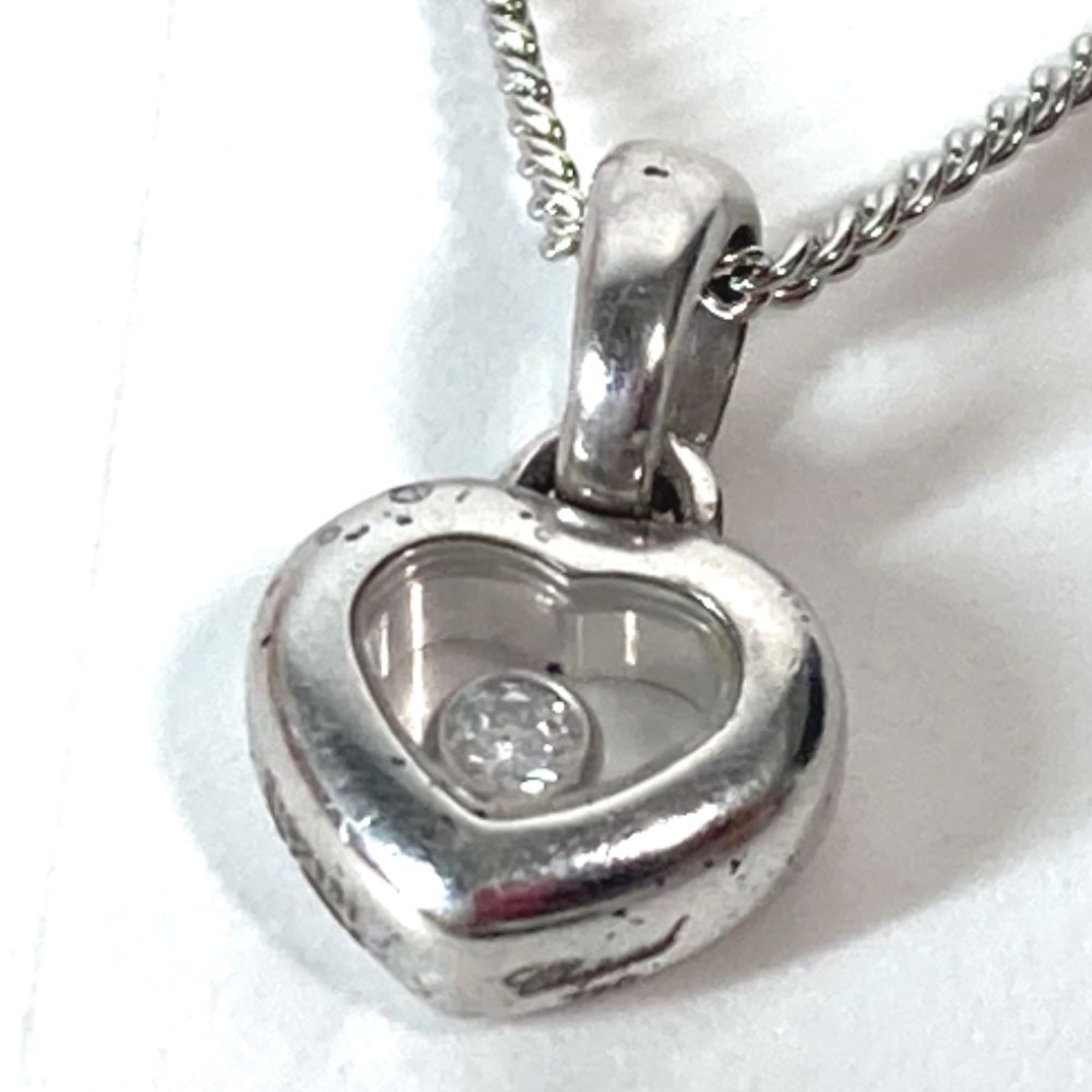 Pre-Owned Chopard Heart Happy Diamond Necklace Chain Pendant Top K18WG ...