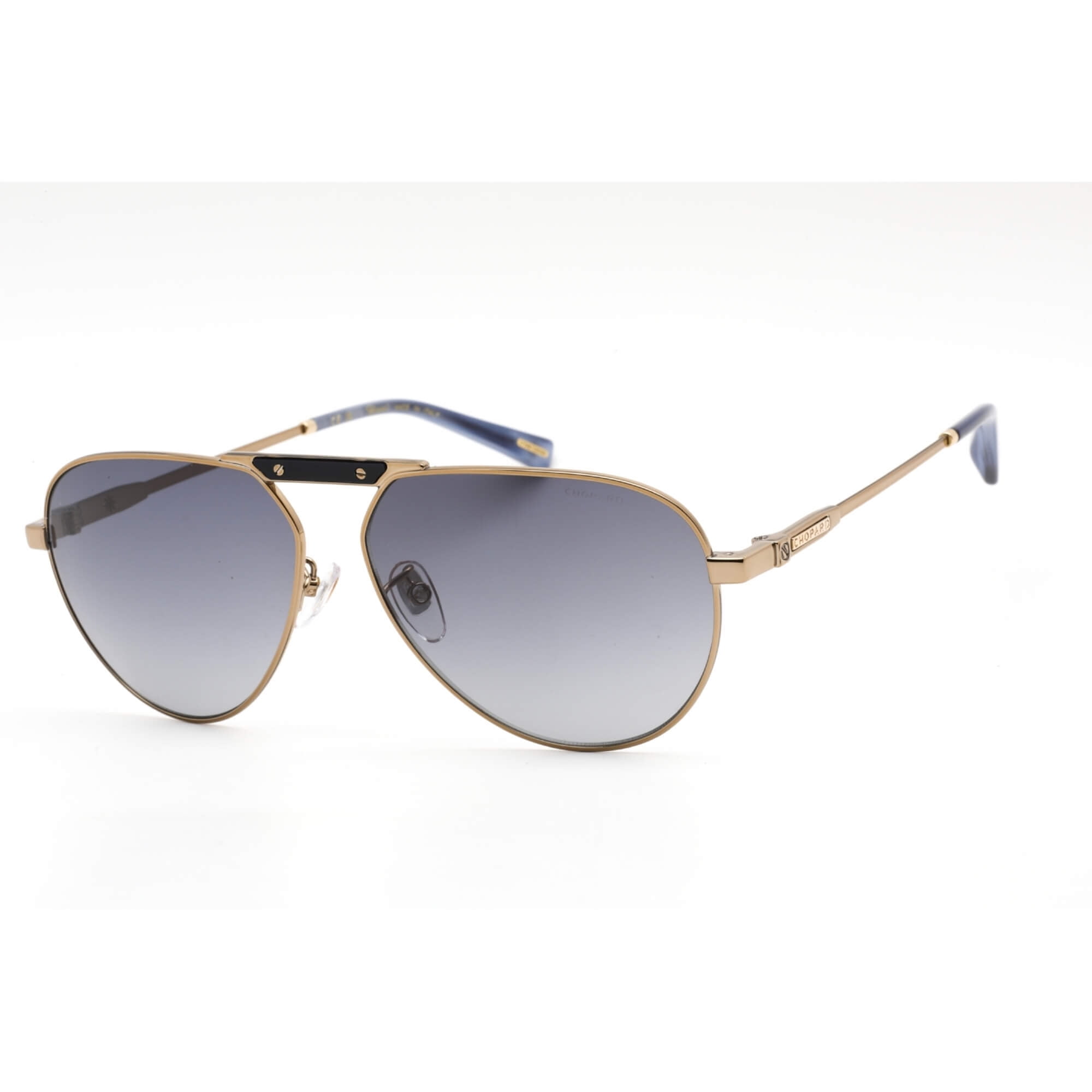 Chopard SCHF80 08FF Unisex Shiny Gold/Blue Metal Frame Sunglasses ...