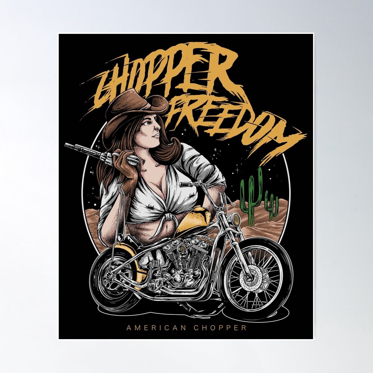 Chopper Freedom Cowgirl Poster, 24x36 UNFRAMED - Walmart.com