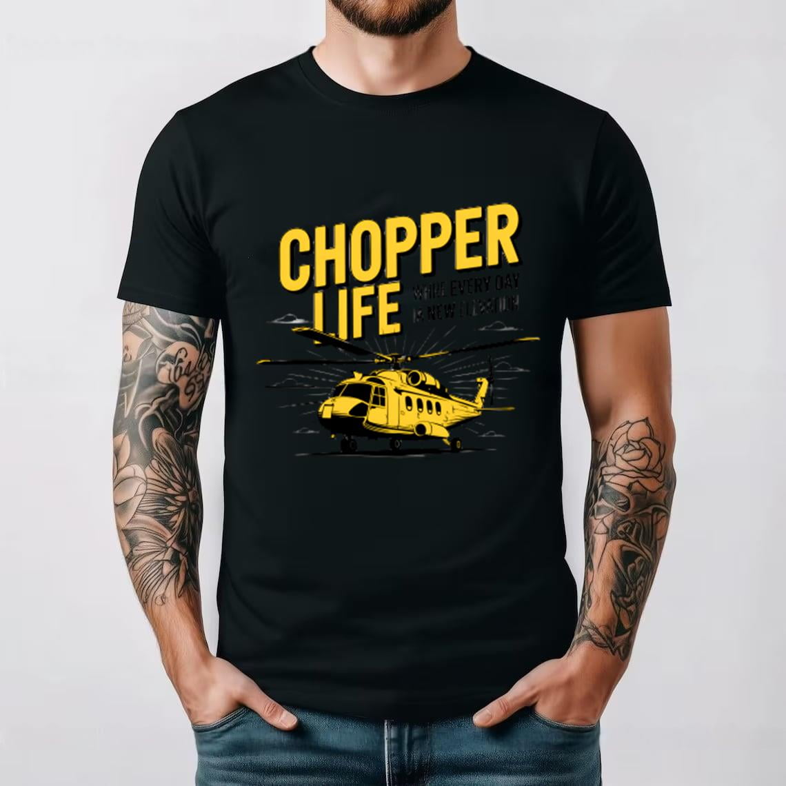 Chopper Life Unisex T-shirt with Helicopter and New Elevation Style ...