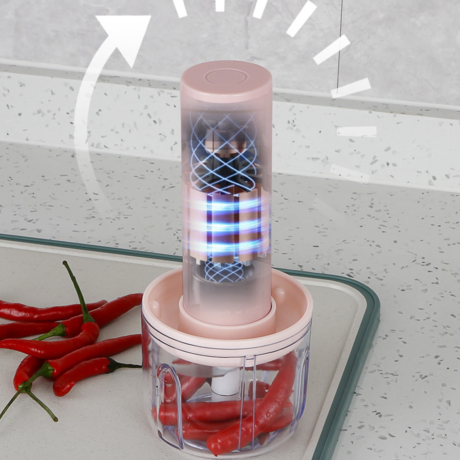 Chopper Portable Food Processor, 250ml 3 Blades, USB Rechargeable ...