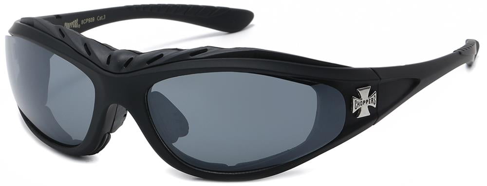 Choppers Black Padded Sport Smoke Lens Sunglasses Motorcycle Glasses ...