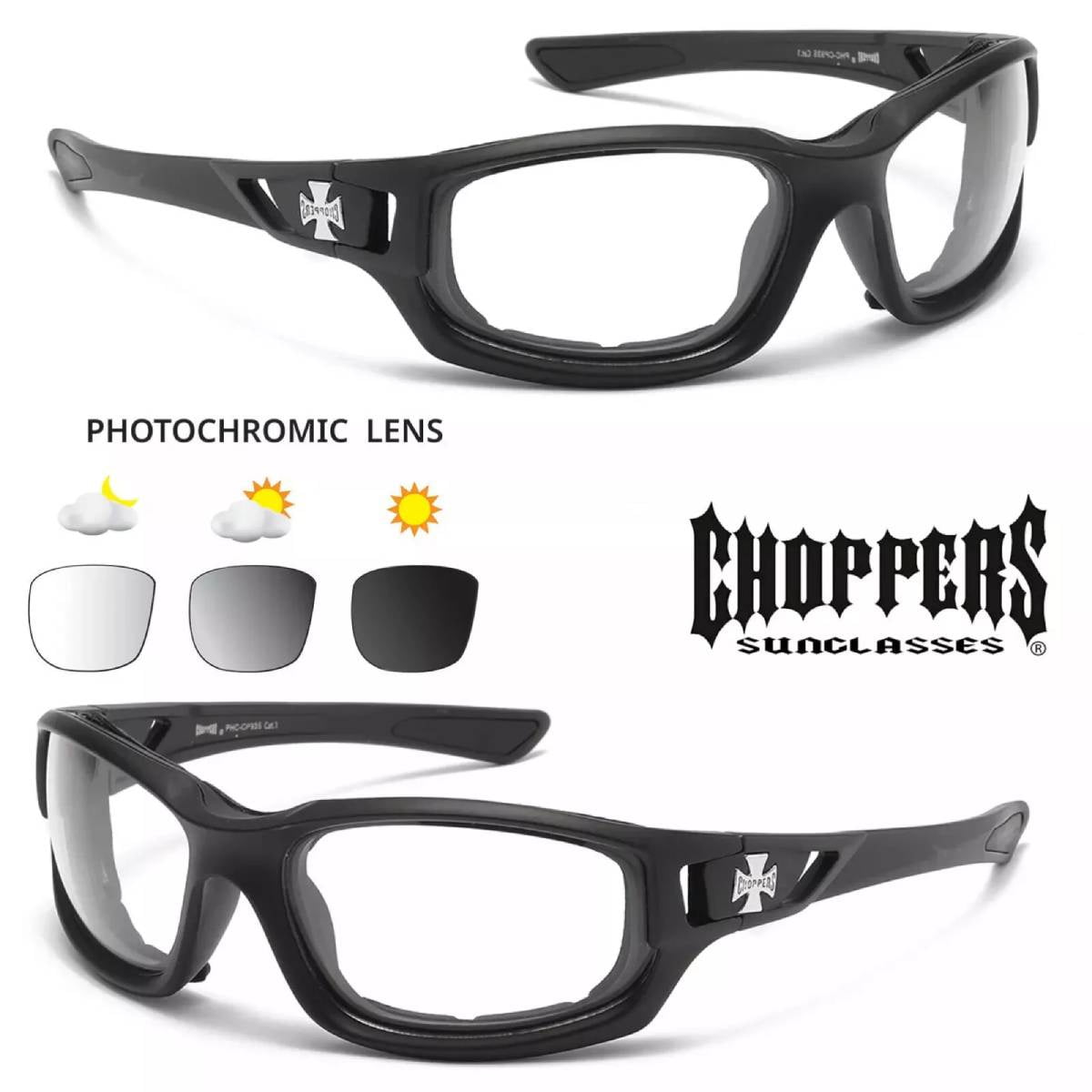 Choppers Hybrid Padded Motorcycle Glasses Transitional Lenses - Walmart.com