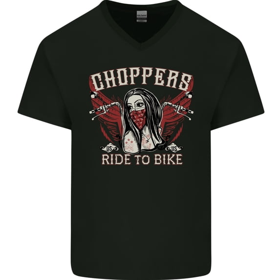 Choppers Ride to Bike Outlaw Biker Motorcycle Mens V-Neck Cotton T ...