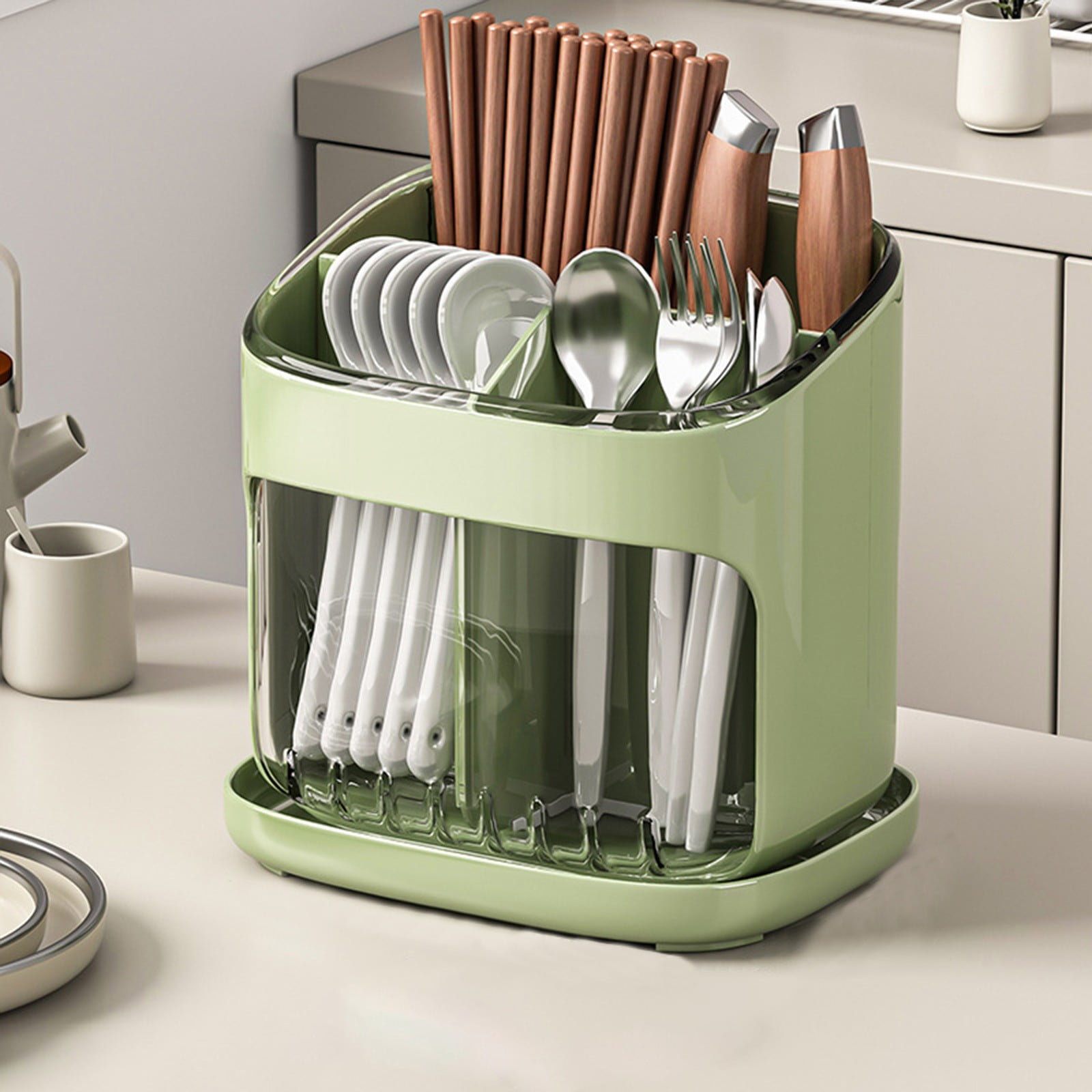 Chopstick Storage Box, Large Capacity Cutlery Organizer, Drainage Tube ...