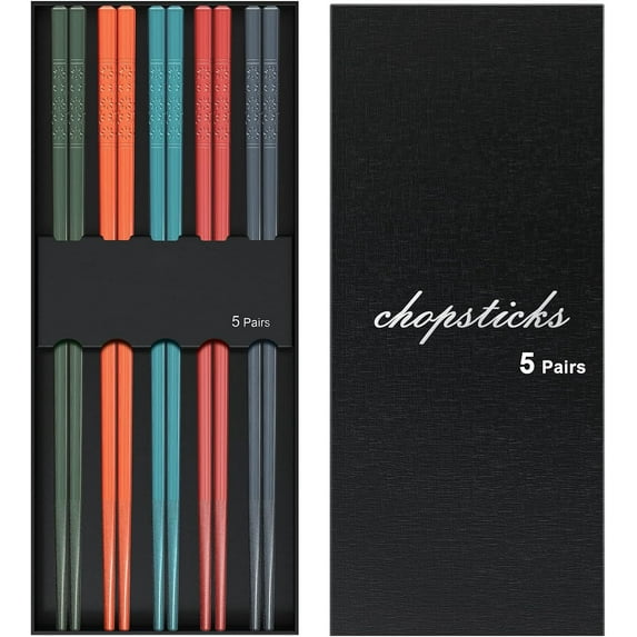 Chopsticks, 5 Pairs Premium Reusable Multicolour Chopsticks for Sushi ...