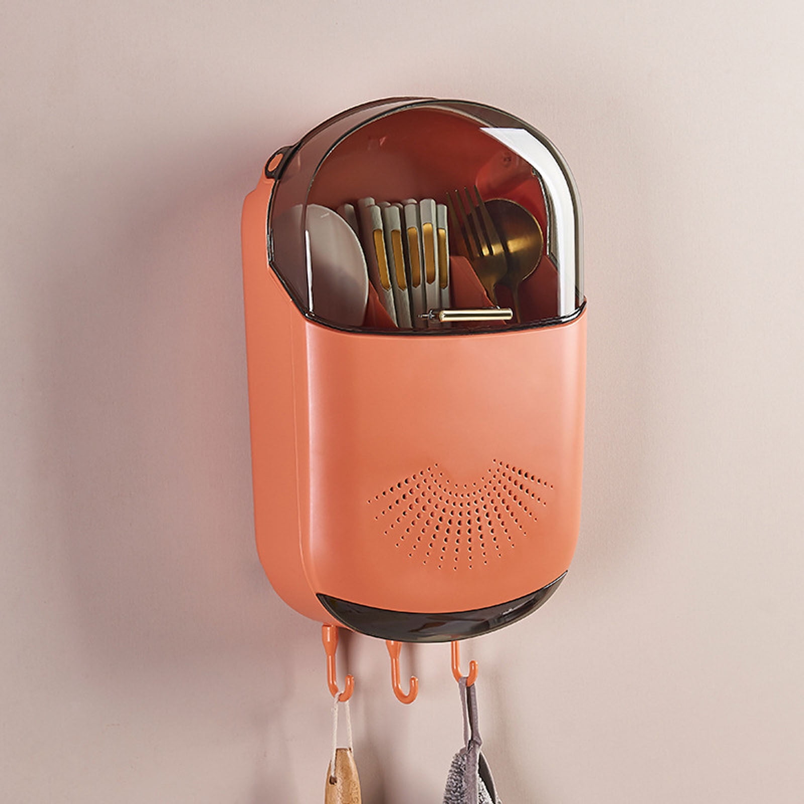 Chopsticks Holder Rack with Cover | Wall Mounted Dustproof Tableware ...