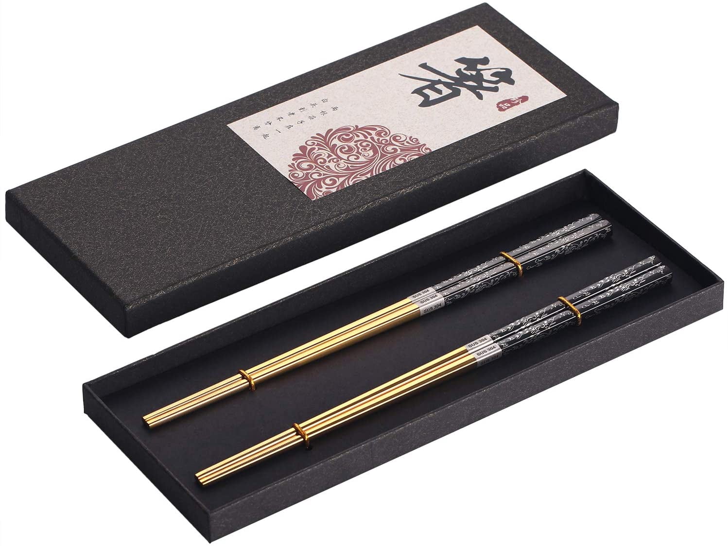 Chopsticks Reusable Titanium Plated Metal Chopsticks 304 Stainless ...