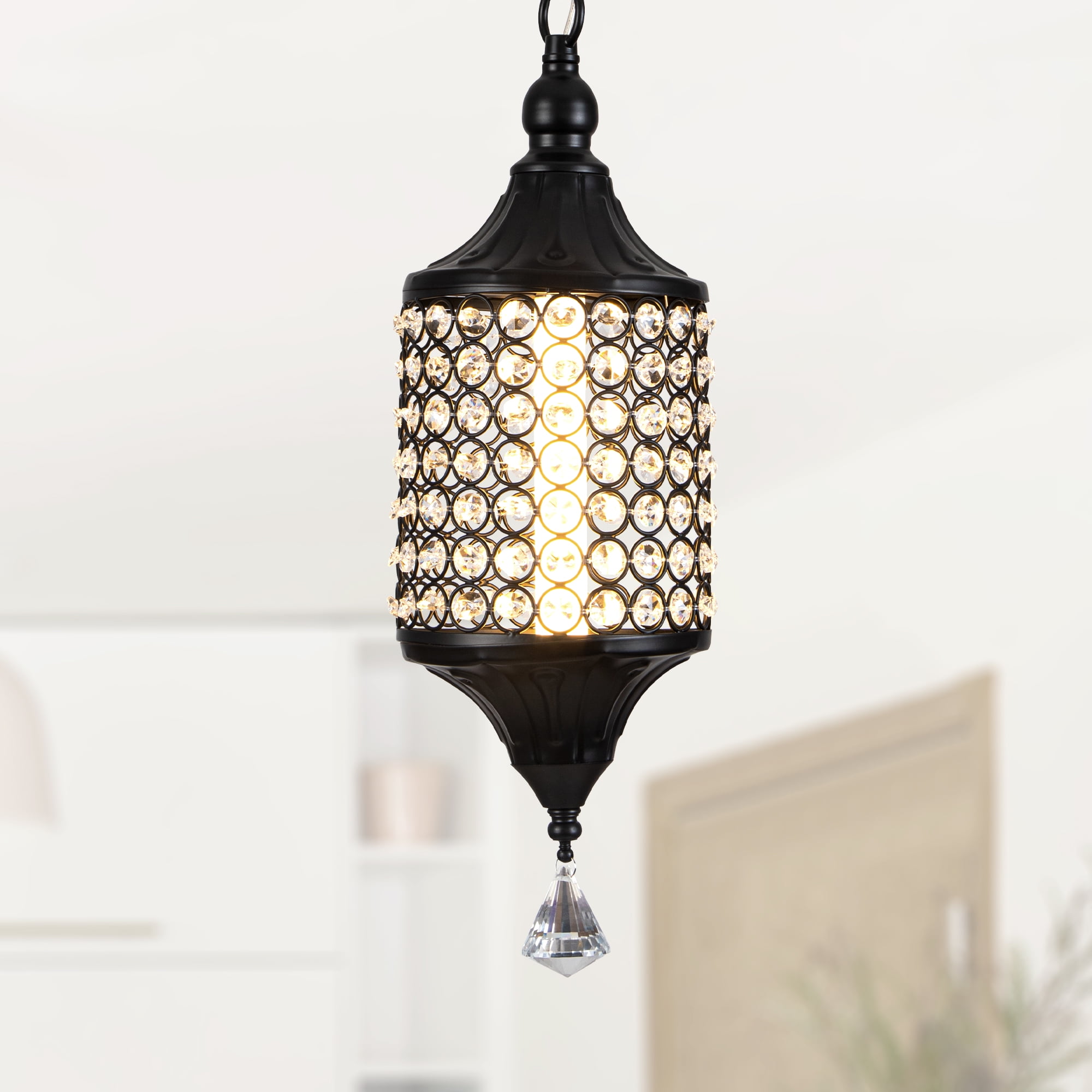 Chords Attic 1-Light Crystal Pendant Lighting Adjustable LED Ceiling ...