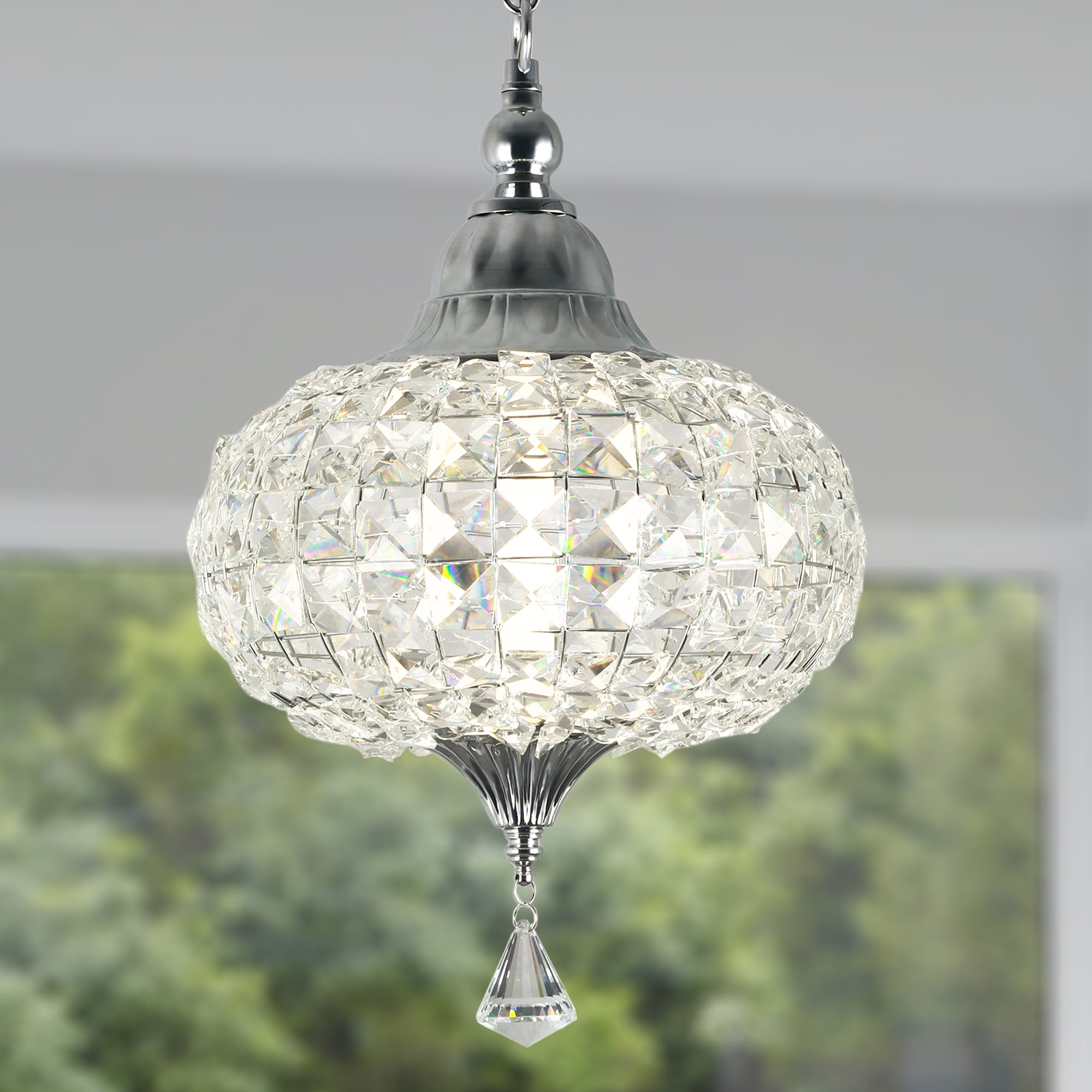 Chords Attic 1-Light Crystal Pendant Lighting Adjustable LED Ceiling ...
