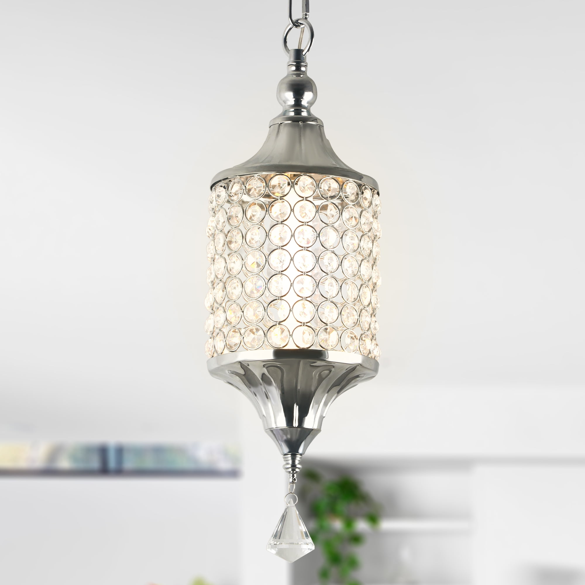 Chords Attic 1-Light Crystal Pendant Lighting Adjustable LED Ceiling ...