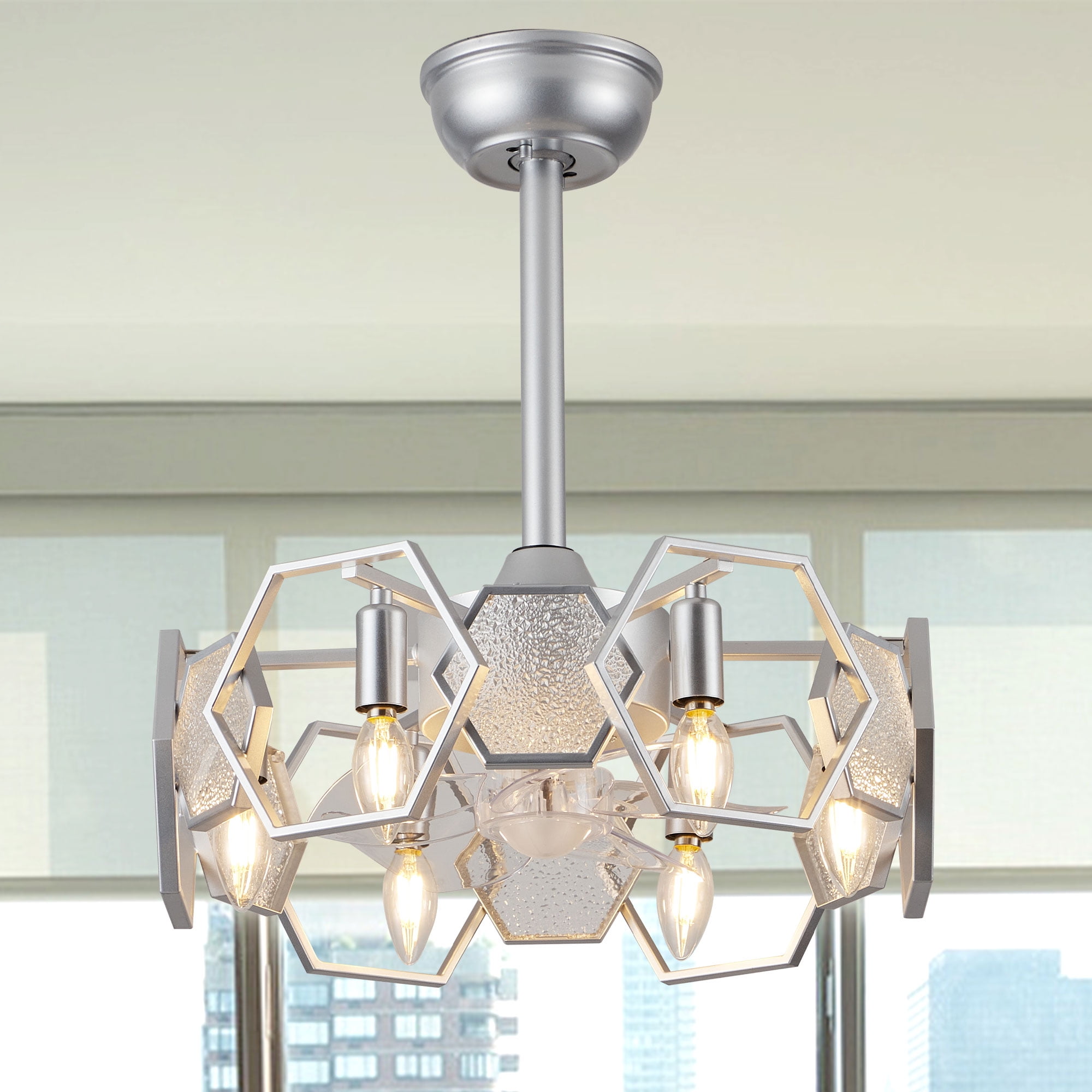 Chords Attic 19" Glass Ceiling Fan with Lights and Remote Control, 6 ...