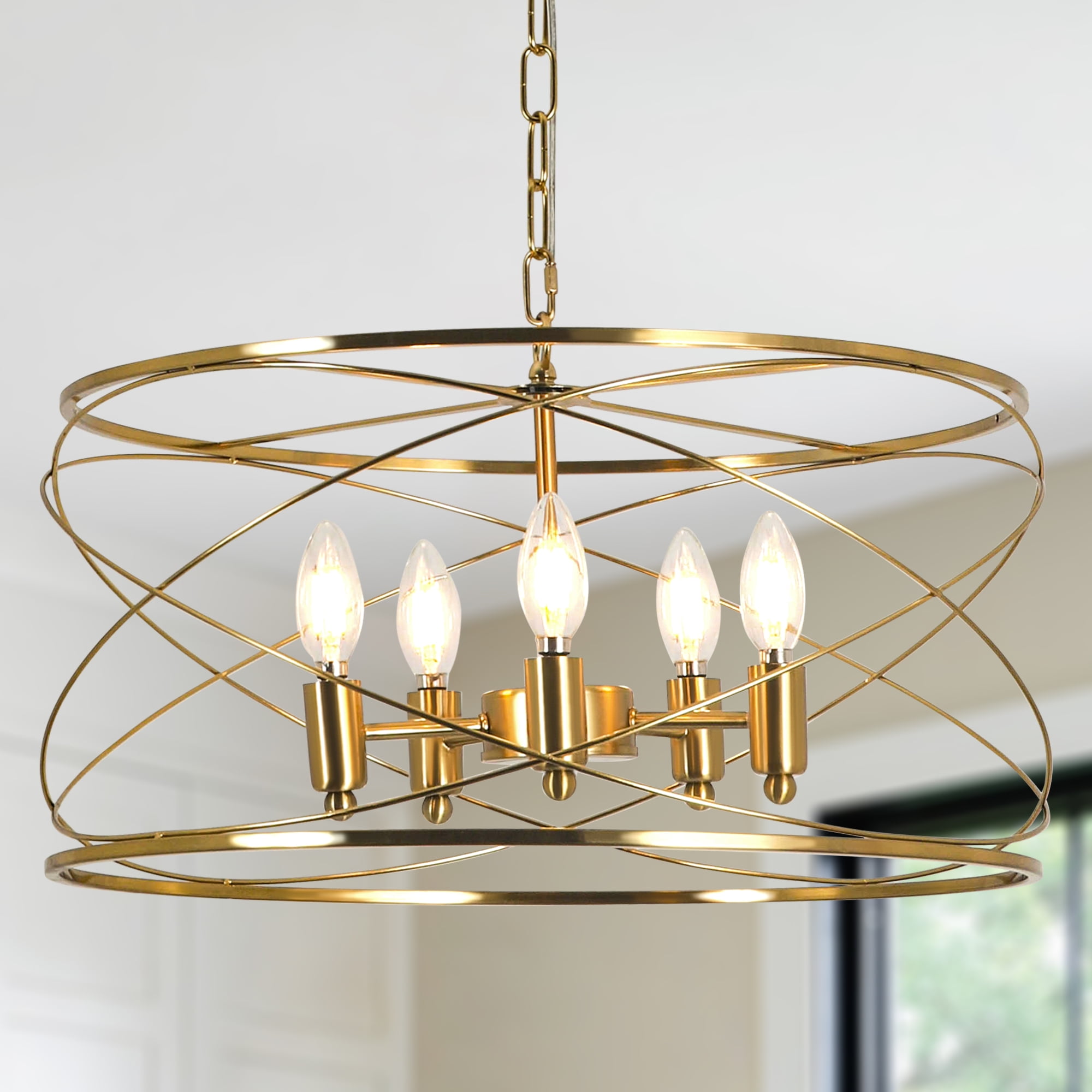 Chords Attic 20" 6-Light Modern Drum Chandelier Adjustable Height Caged ...