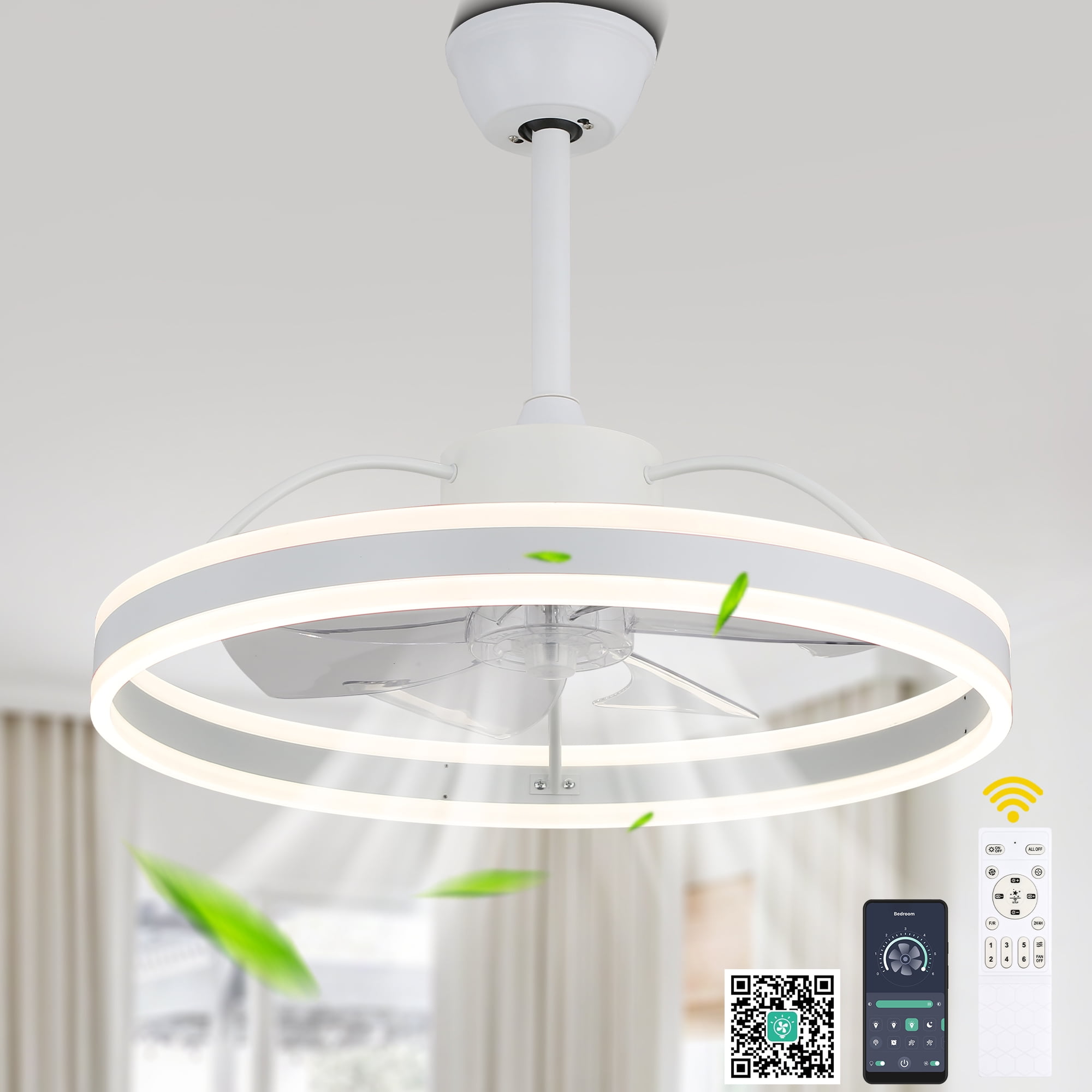 Chords Attic 24" Smart Dimmable LED Ceiling Fan With Light, Remote, APP ...