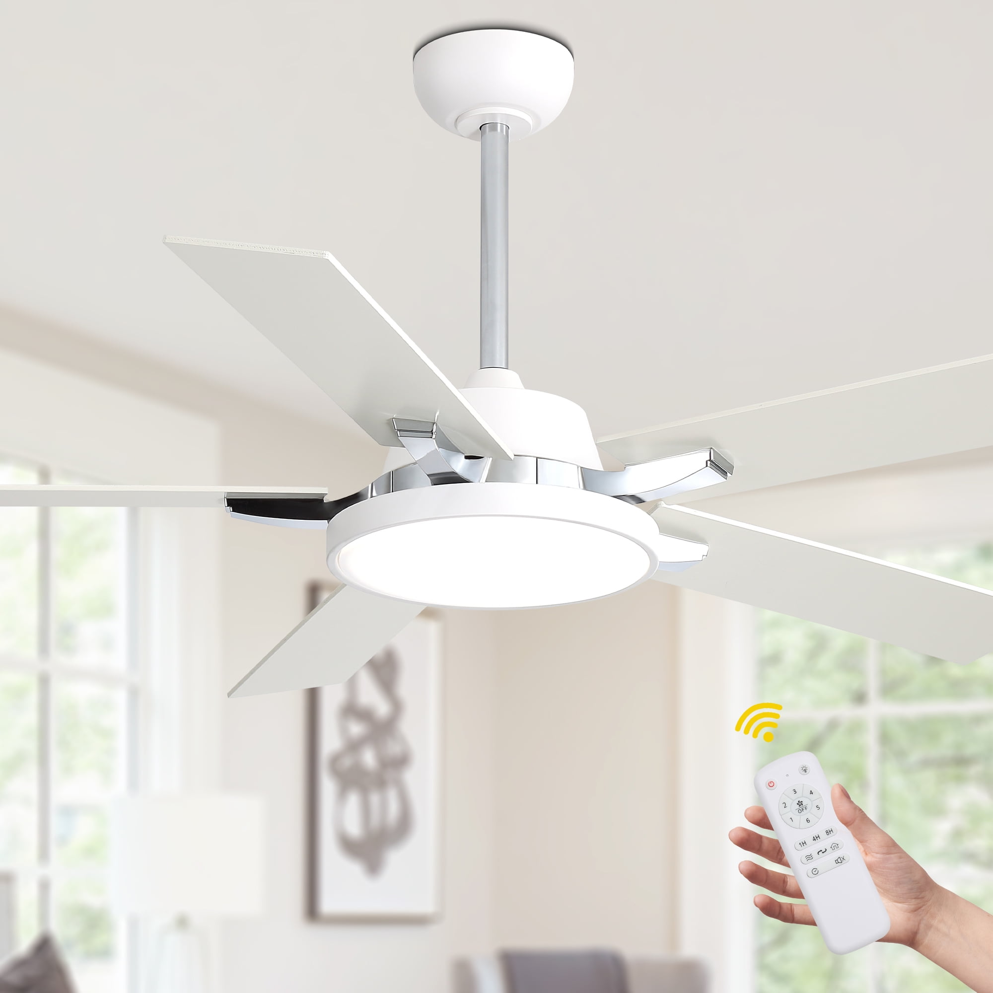 Chords Attic 52" 5-Blade Reversible Ceiling Fan with Light and Remote ...