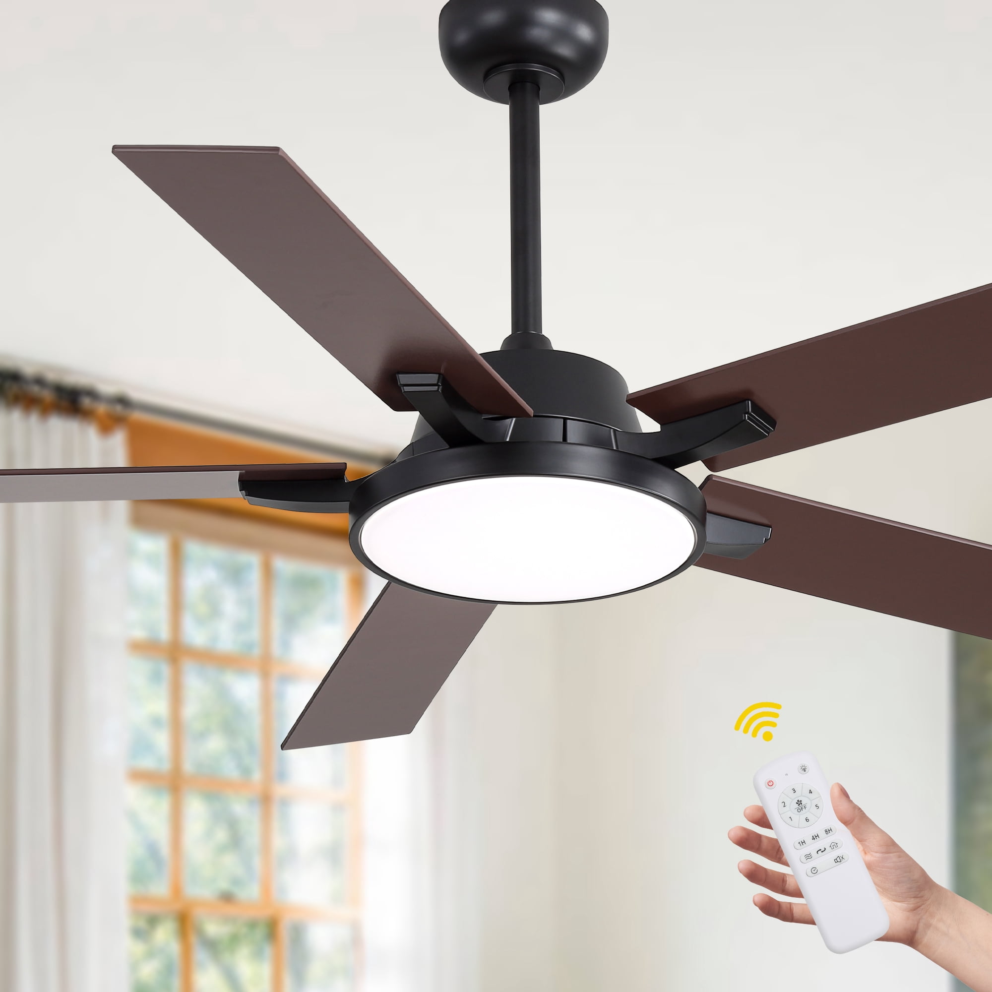 Chords Attic 52" 5-Blade Reversible Ceiling Fan with Remote Control, 6 ...