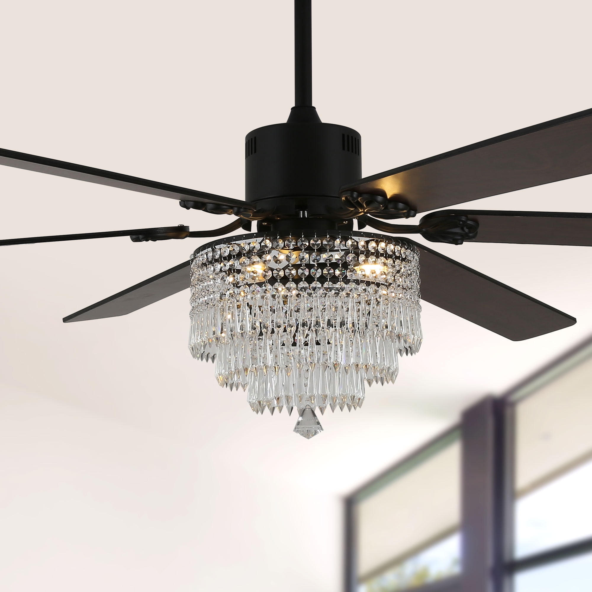 Chords Attic 65" 6-Blade Reversible Ceiling Fan with Lights and Remote Control, 6-Speed, Timer ...