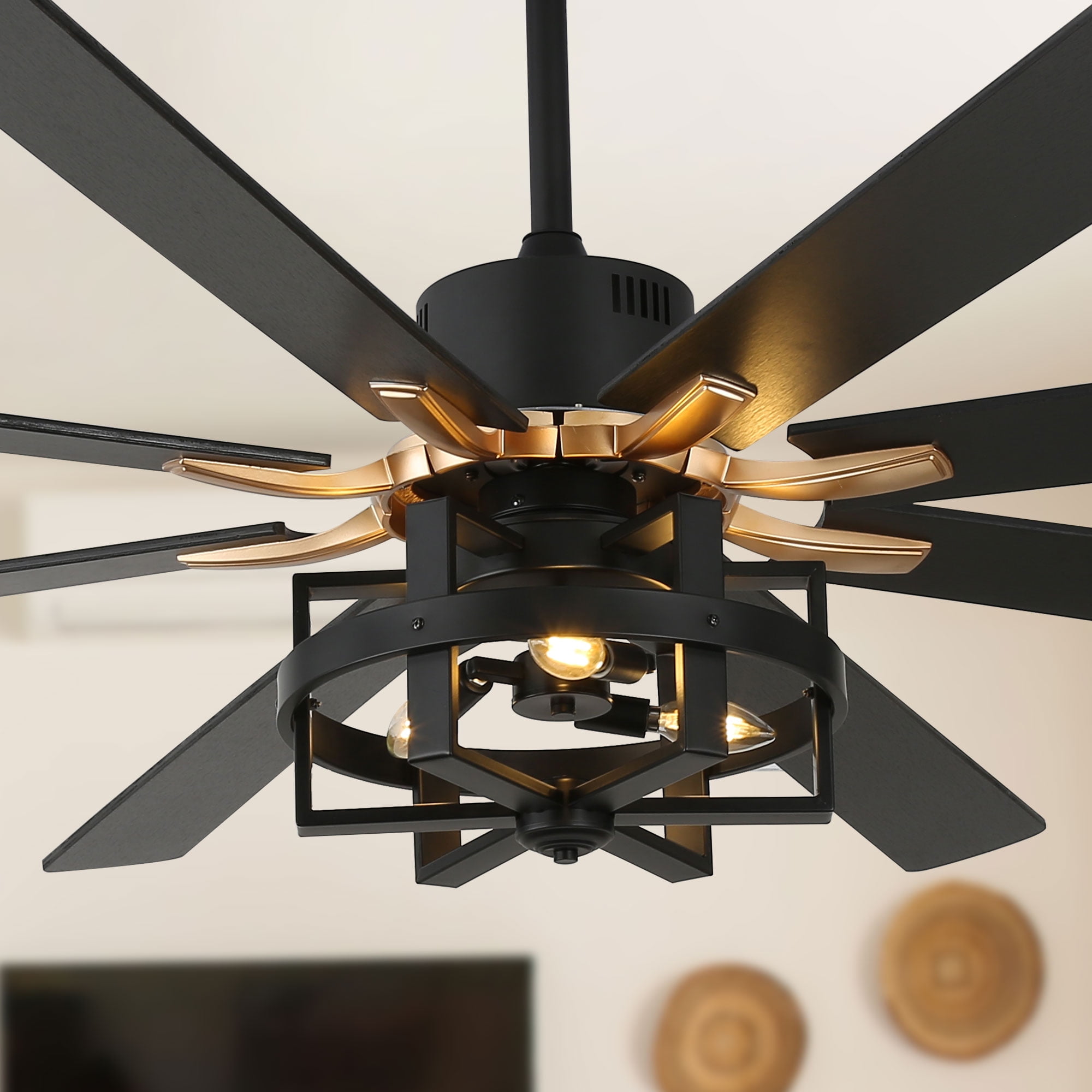 Chords Attic 65" 8-Blade Reversible Ceiling Fan with Lights and Remote ...