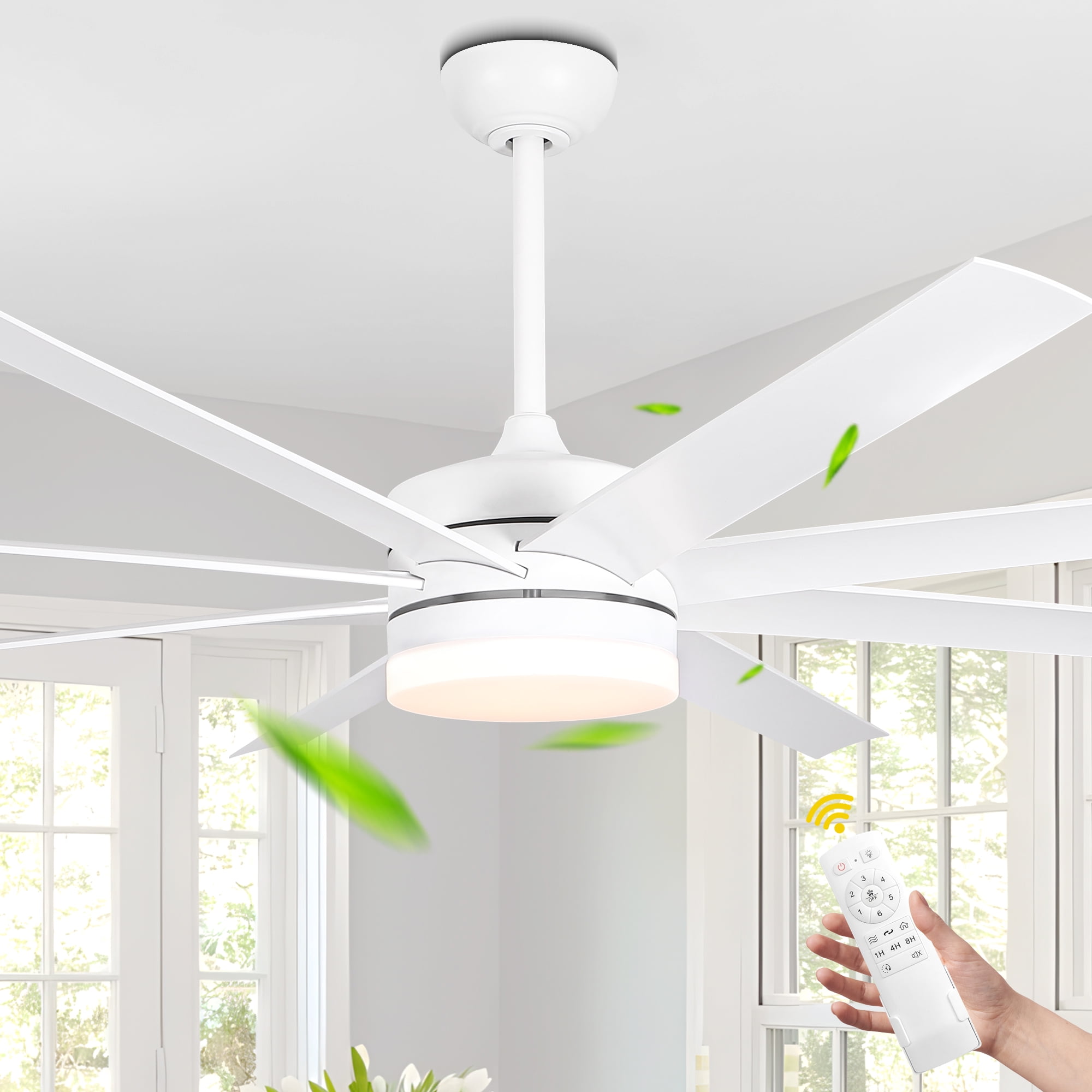 Chords Attic 65" Reversible 8-Blade Ceiling Fan with LED Lights and ...