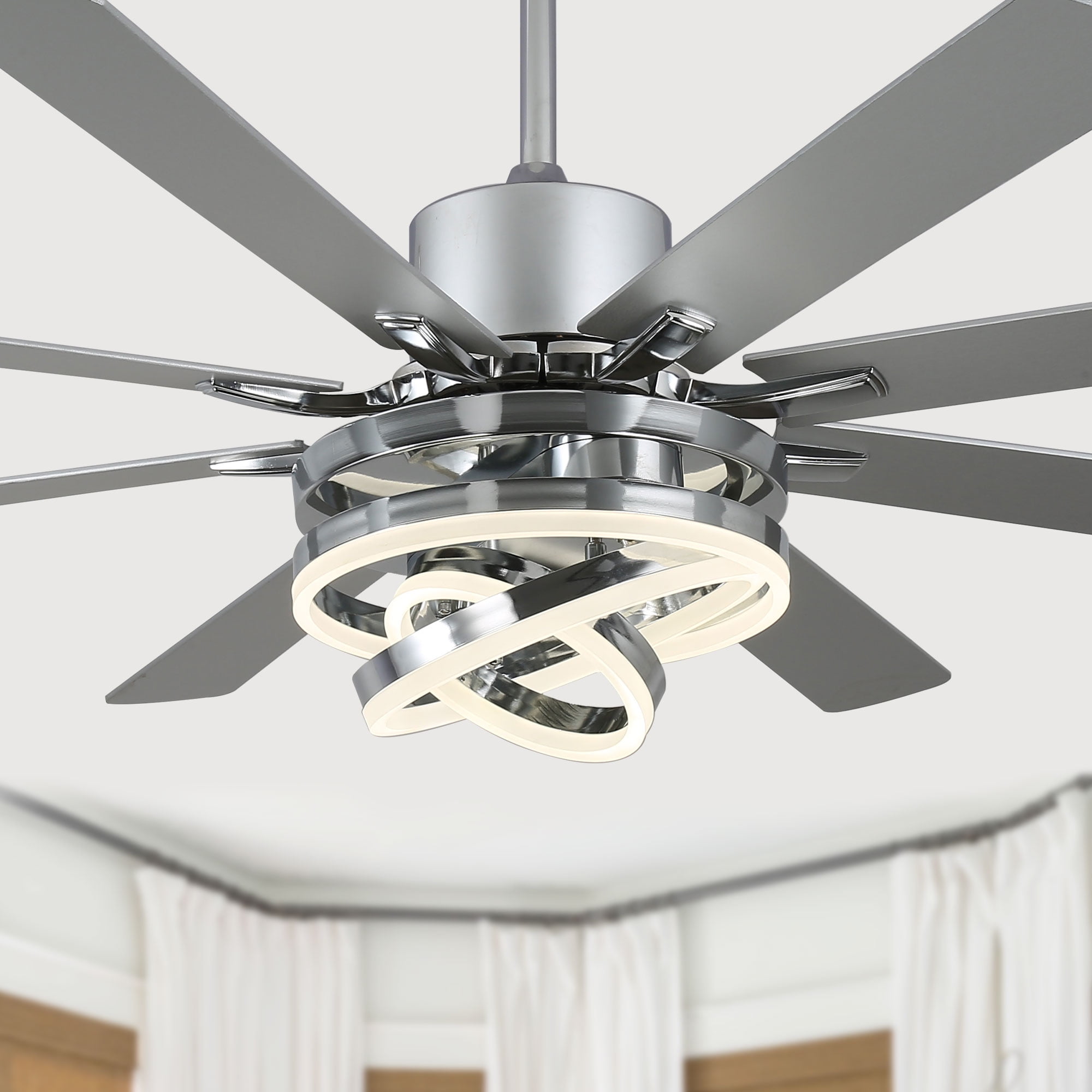 Chords Attic 72" 8-Blade DIY Shape Reversible Ceiling Fan with LED ...