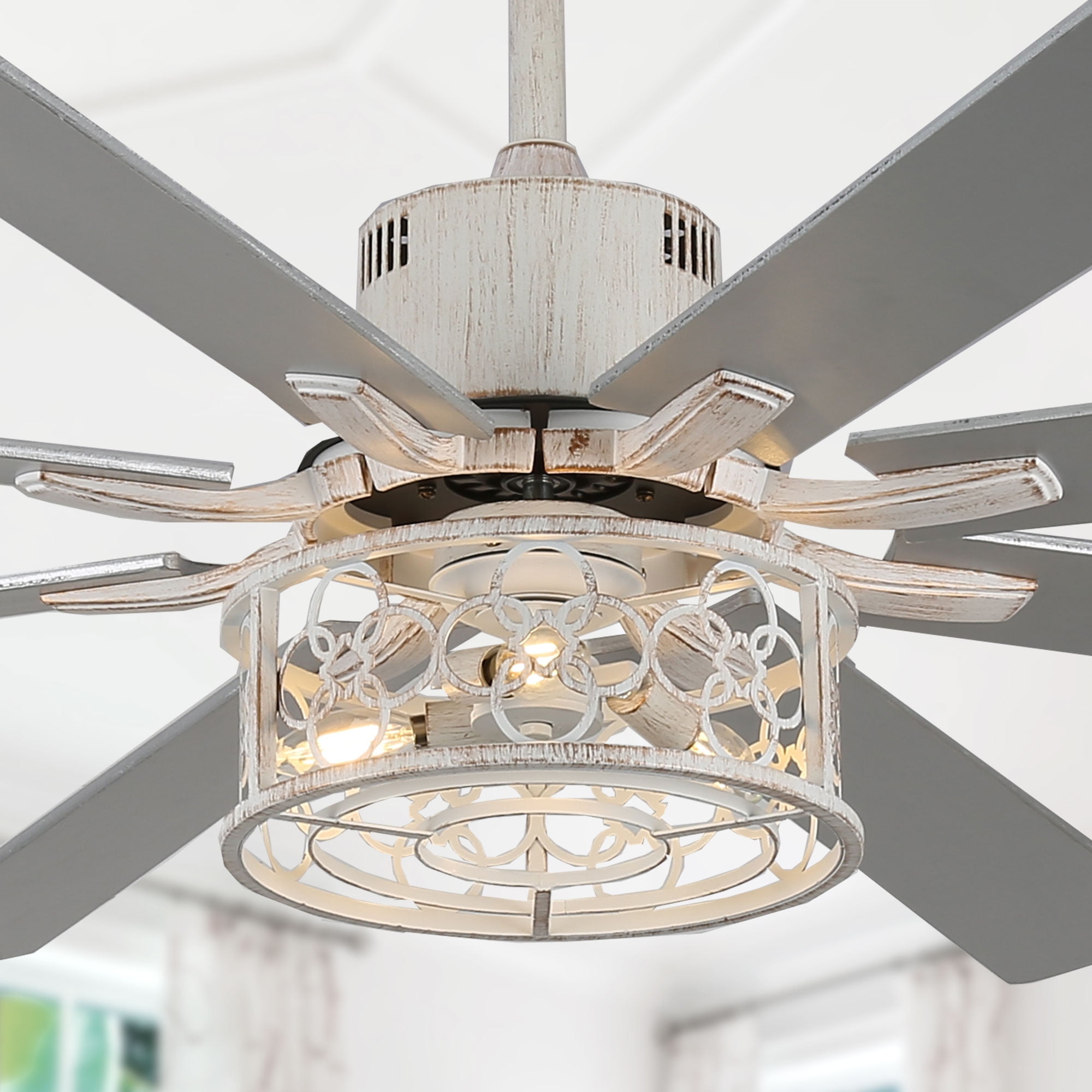 Chords Attic 72" Reversible 8-Blade Ceiling Fan with LED Lights, Remote ...