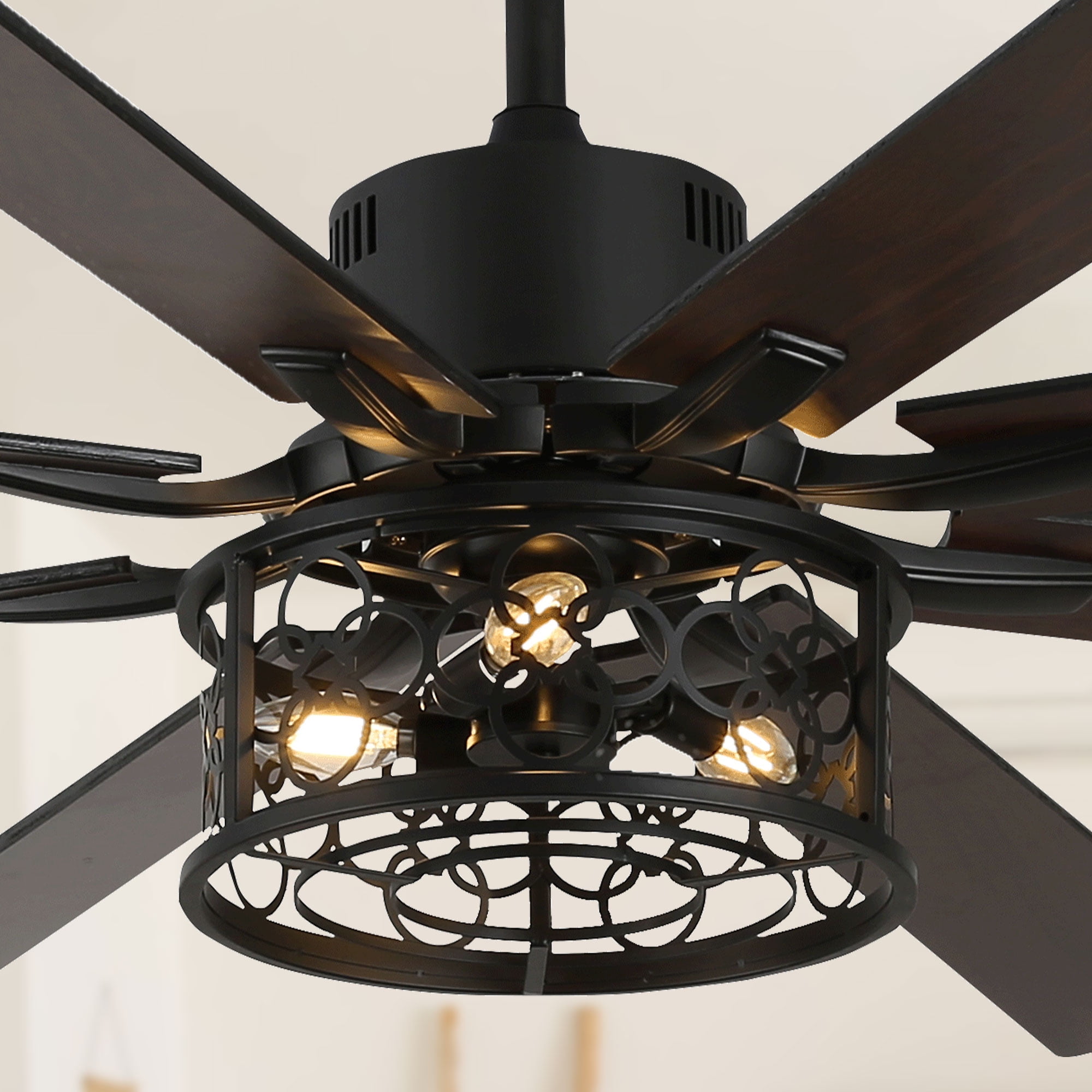 Chords Attic 72" Reversible 8-Blade Ceiling Fan with LED Lights, Remote ...
