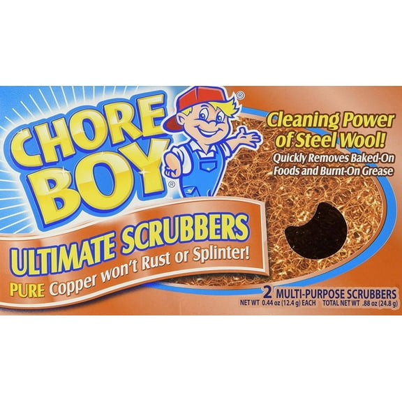 Chore Boy Copper Scrubber 100% Pure Copper Scrubbers New Steel Wool ...