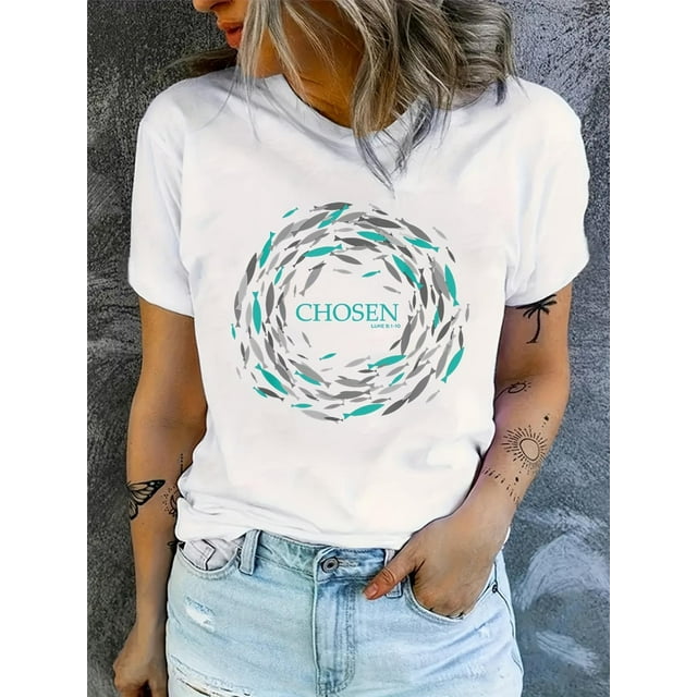 Chosen Fish Swim Against The Current Graphic Tee Women's Trendy Shirts ...