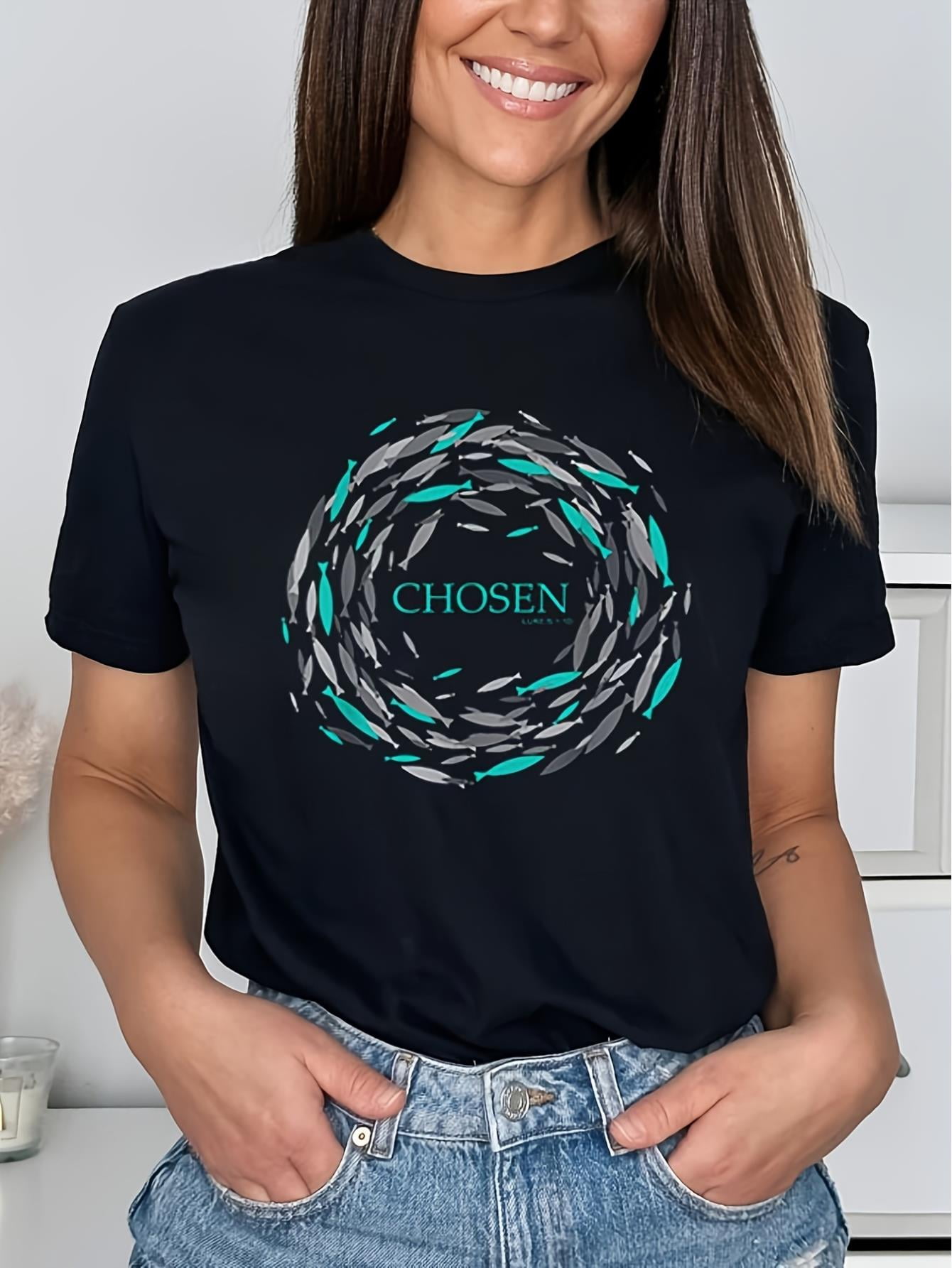 Chosen Fish Swim Against The Current Graphic Tee Women's Trendy Shirts ...