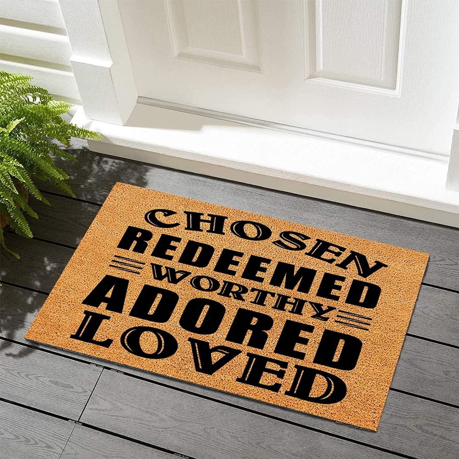Chosen Redeemed Worthy Adored Loved Front Door Mats Outdoor Coir Fiber ...