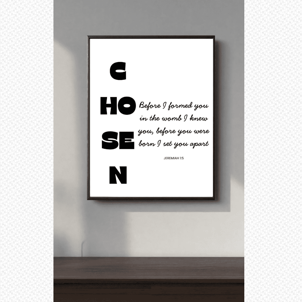 Chosen Scripture Poster , Jeremiah 1,5 Bible Verse Wall Art, Poster ...