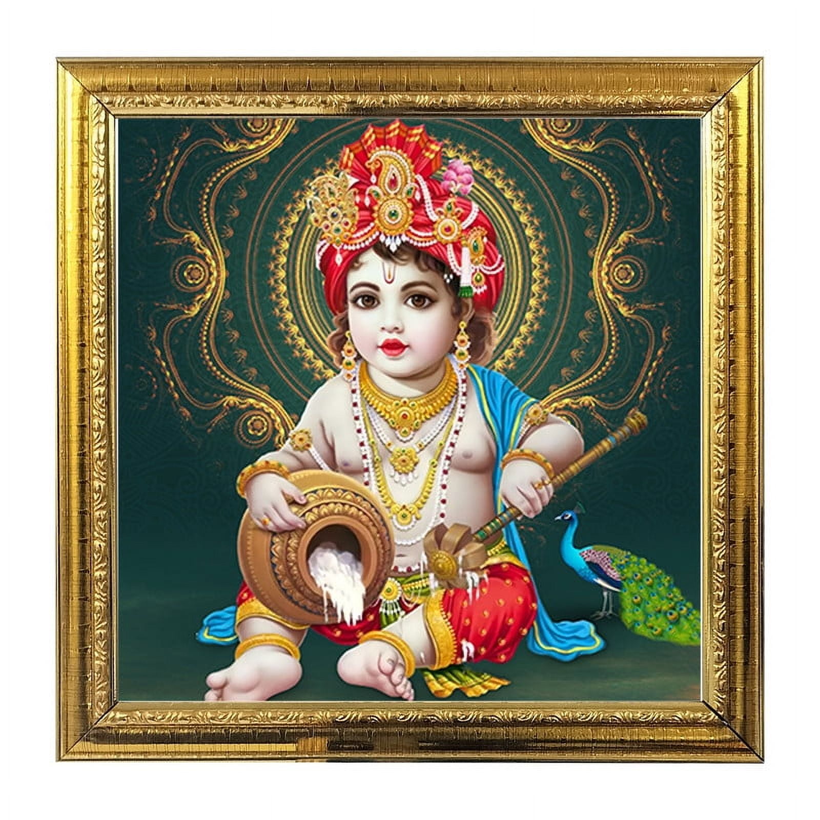 Chote Krishna India God Idol Photo Frame for Pooja Hindu Bhagwan Devi ...